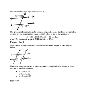 Math part 5 - Notes - Example 1 Find the value of x. Set up a ...