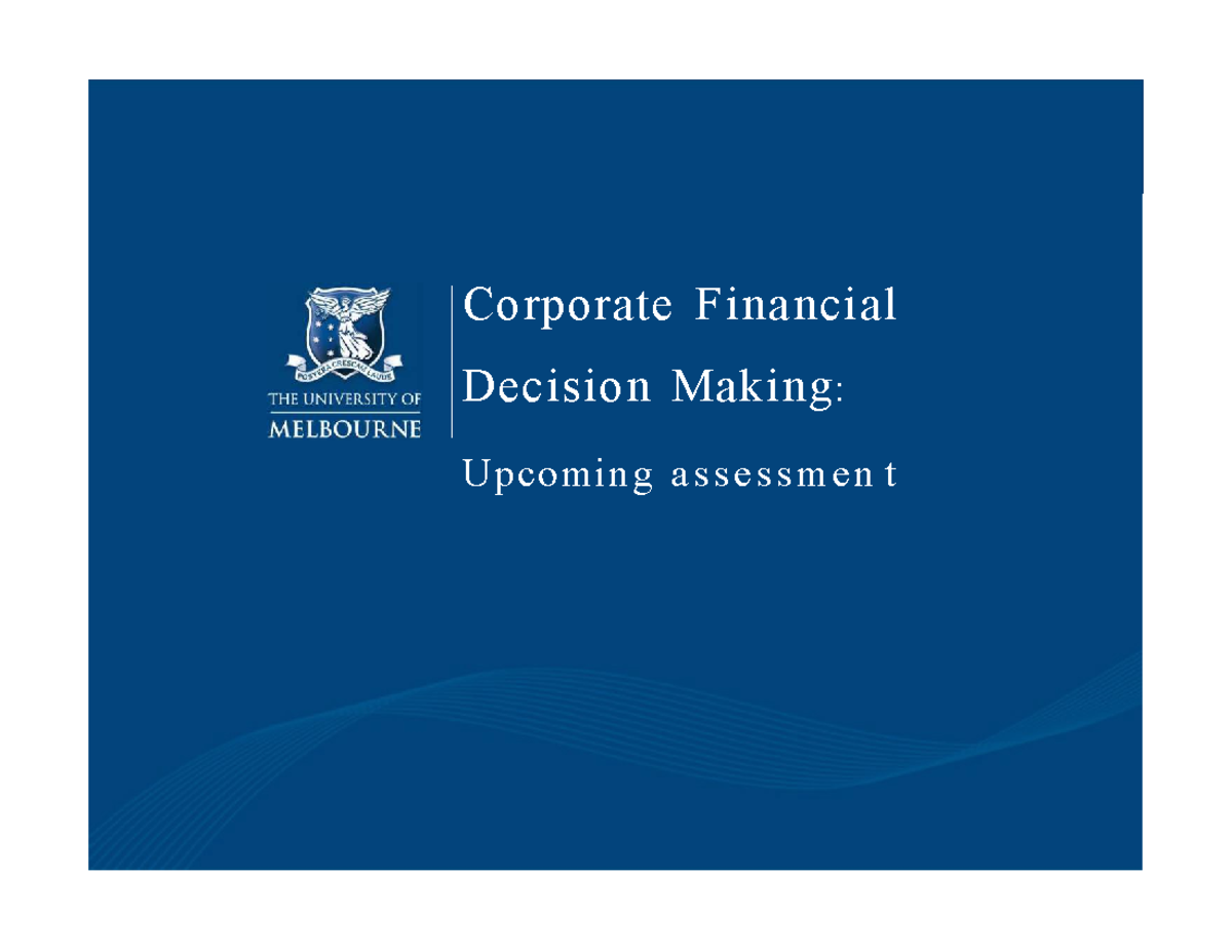 Individual Assessment Announcement CFDM Sem1 2024-1 - Corporate ...