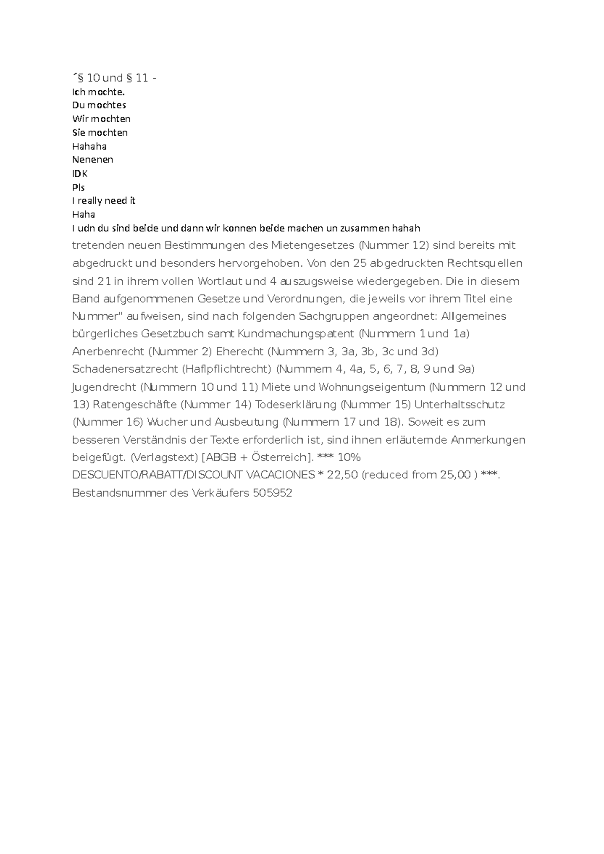 1 - nope - ́§ 10 und § 11 - Ich mochte. Du mochtes Wir mochten Sie ...