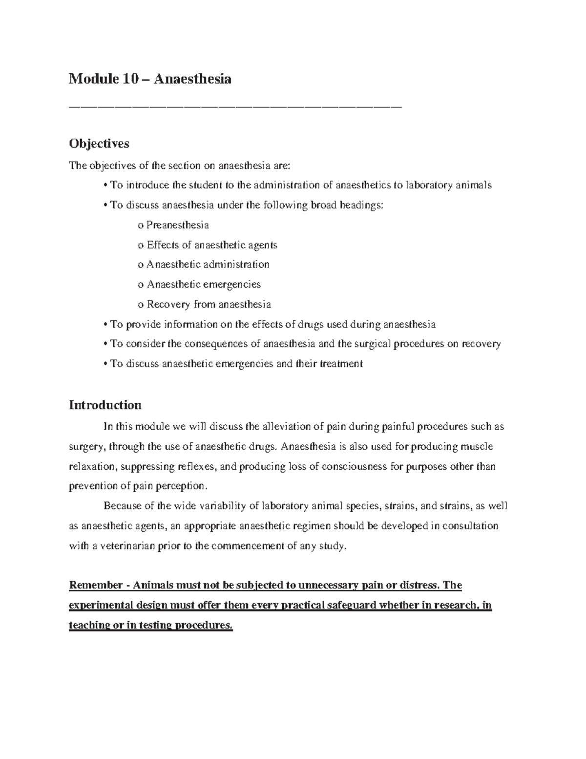 Module-10 - assıgnment - Module 10 – Anaesthesia - Studocu