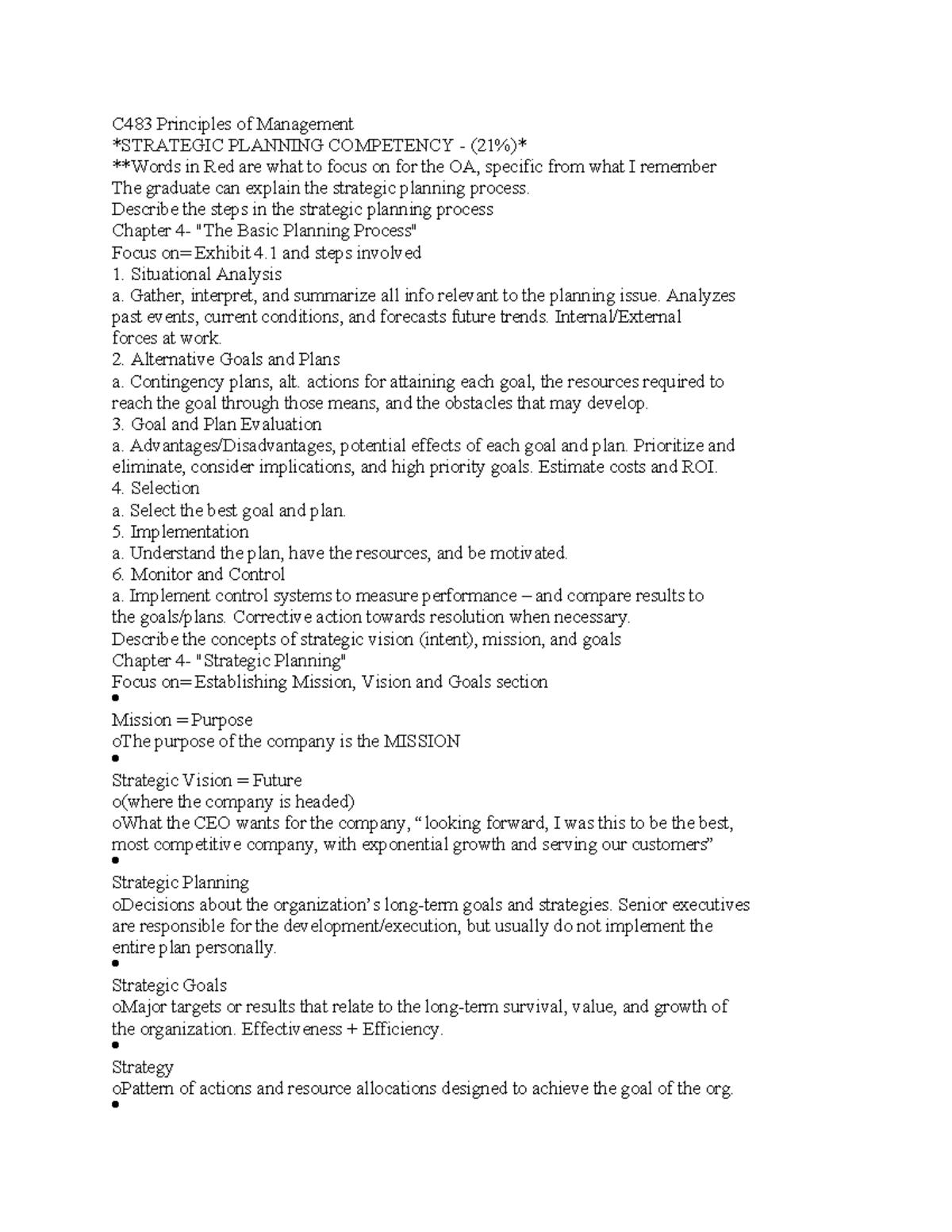 C483 Principles of Management - C483 Principles of Management STRATEGIC ...