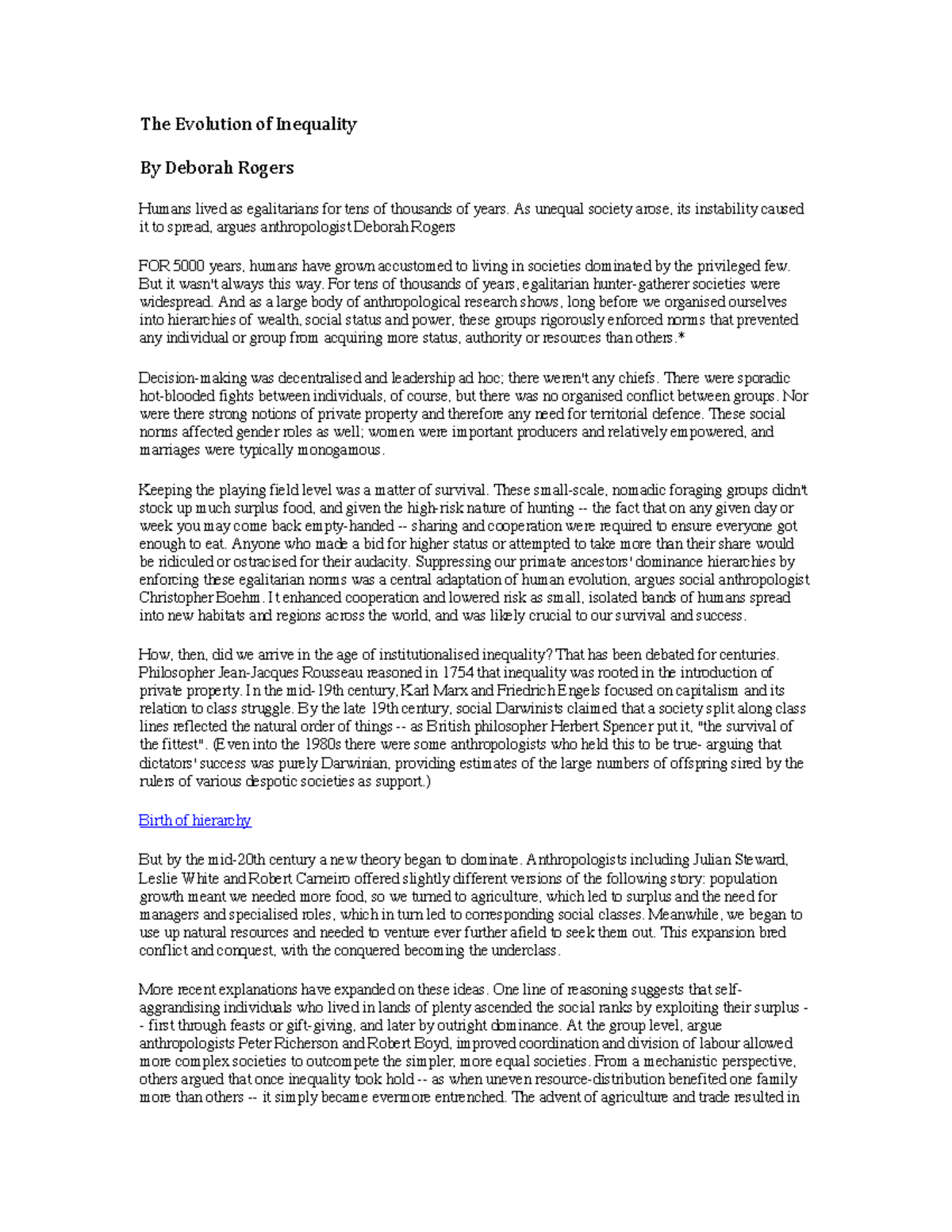 The Evolution of Inequality - The Evolution of Inequality By Deborah ...