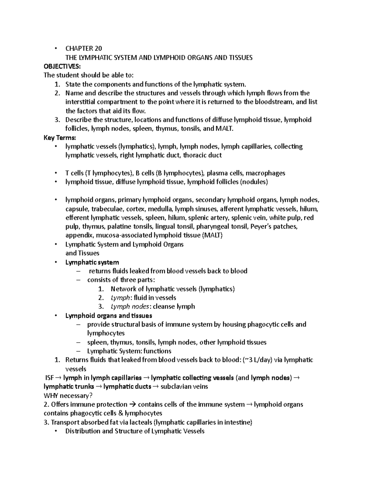 Chapter 20 lymphatic system - CHAPTER 20 THE LYMPHATIC SYSTEM AND ...