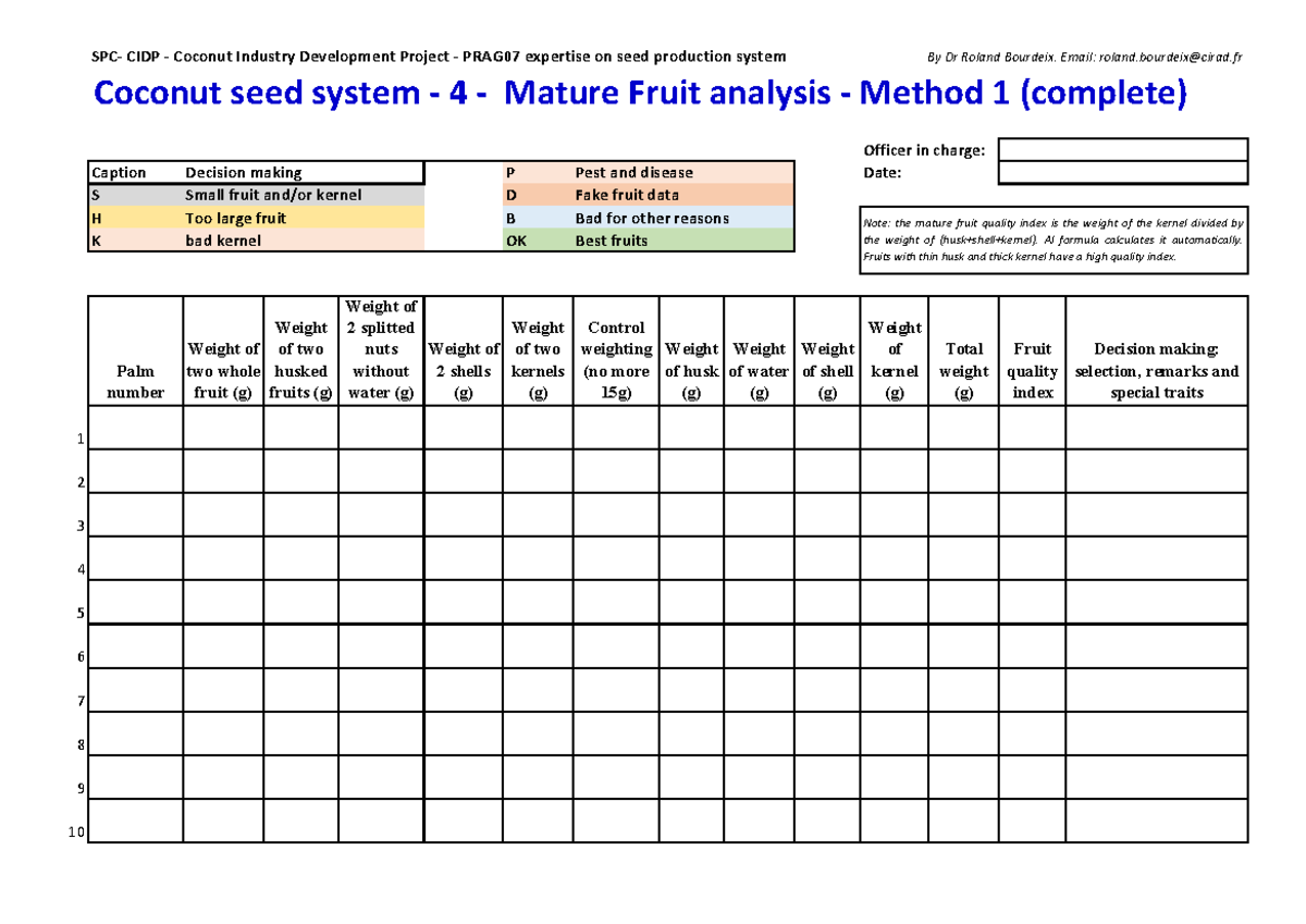 Coconut seed system - 4 - Mature Fruit analysis - Method 1 (complete ...