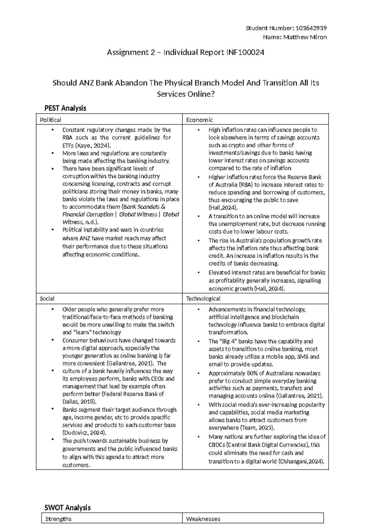 Assignment 2 Individual Report Matthew Miron - Name: Matthew Miron Assignment 2 – Individual ...