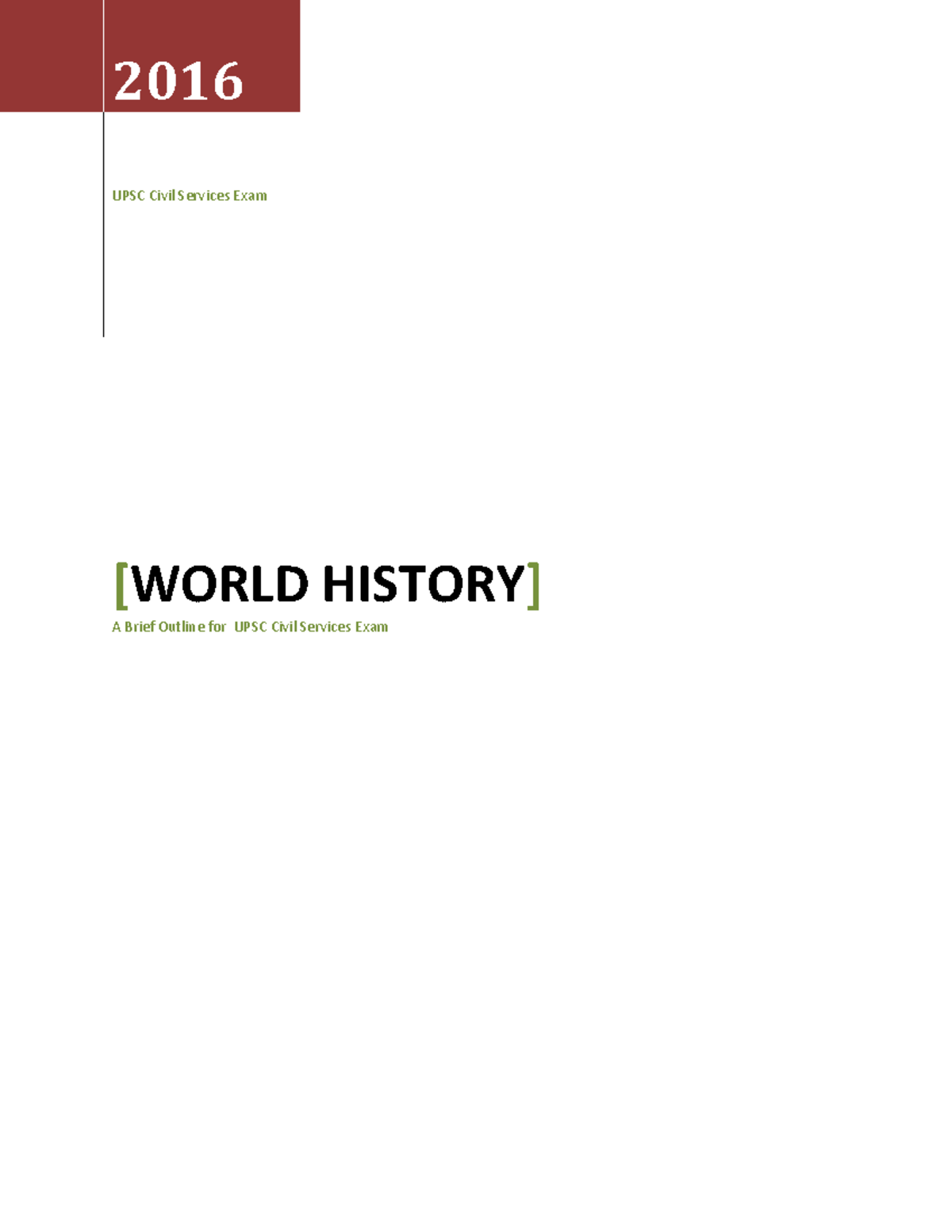 History OF THE World Final - 2016 UPSC Civil Services Exam [ WORLD ...