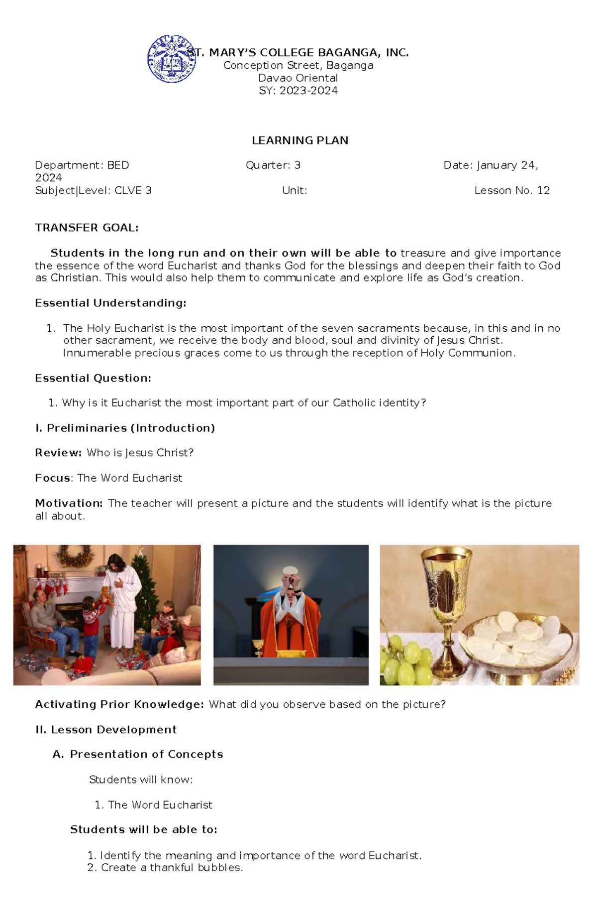 Mwahh - WDWW - ST. MARY’S COLLEGE BAGANGA, INC. Conception Street ...