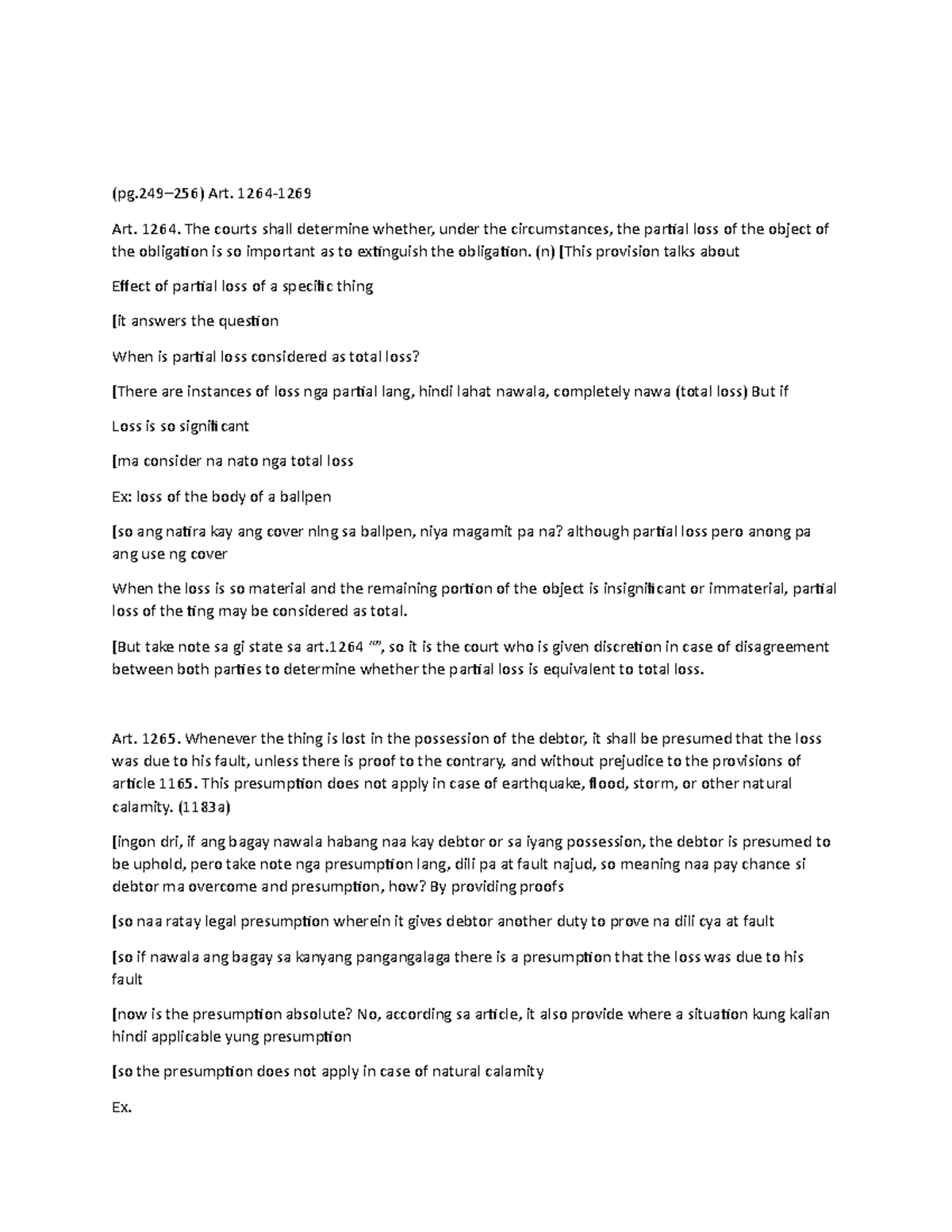 Reporting LAW script - dvgszv - (pg–256) Art. 1264- Art. 1264. The ...