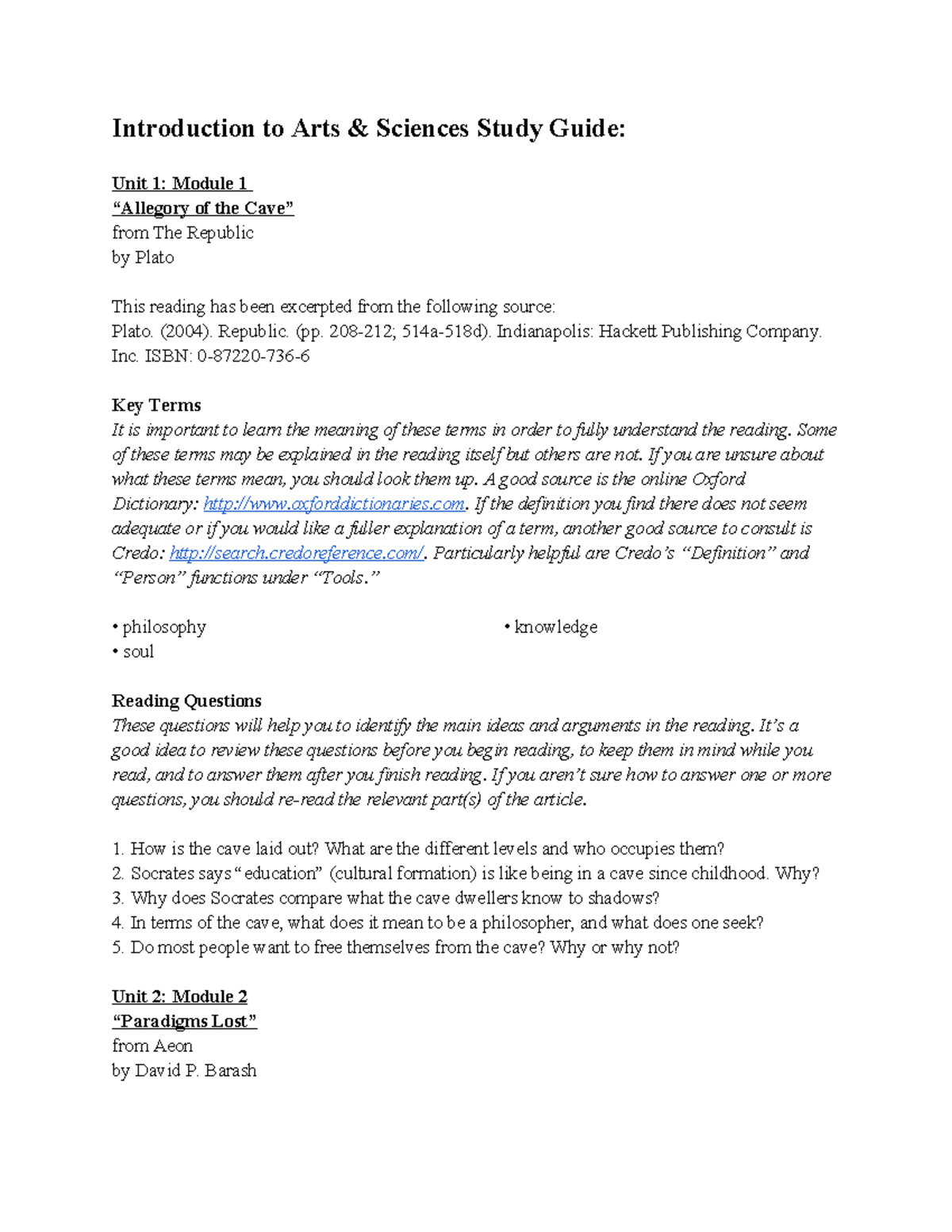Introduction to Arts & Sciences Study Guide - Introduction to Arts ...
