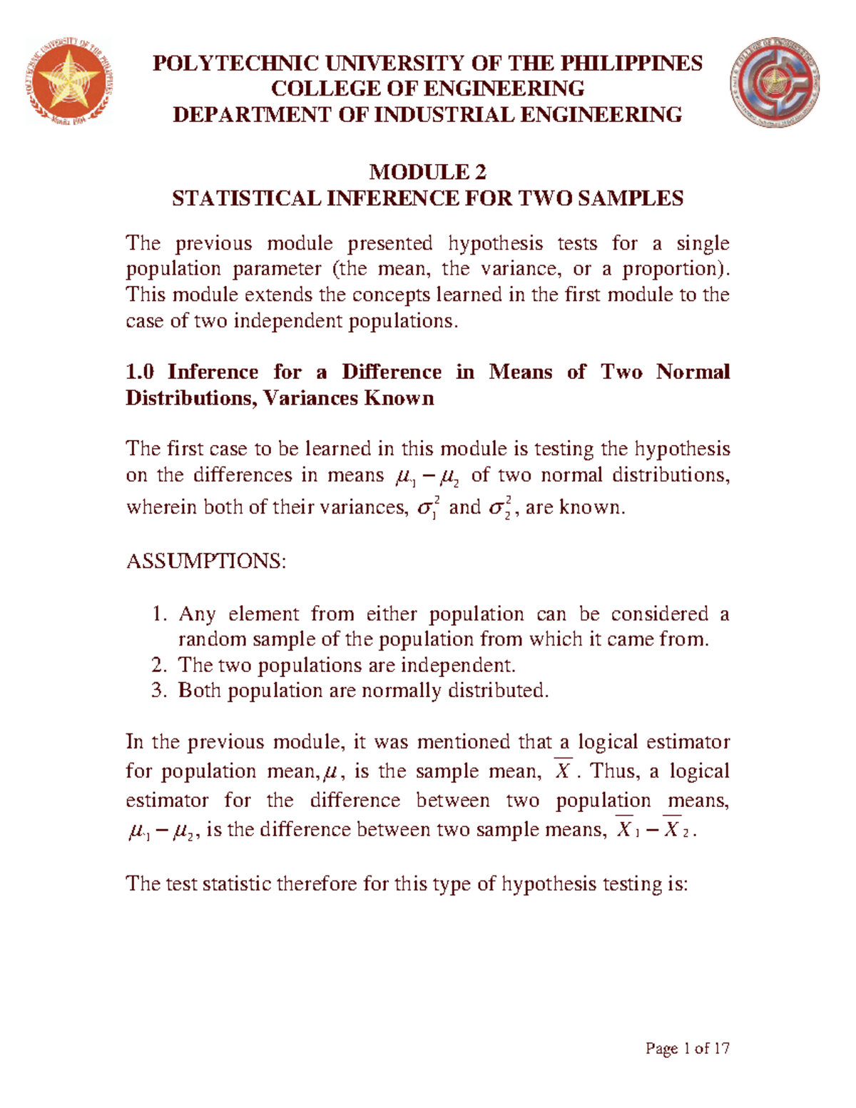 Module-2 - Statistics - ####### MODULE 2 ####### STATISTICAL INFERENCE ...