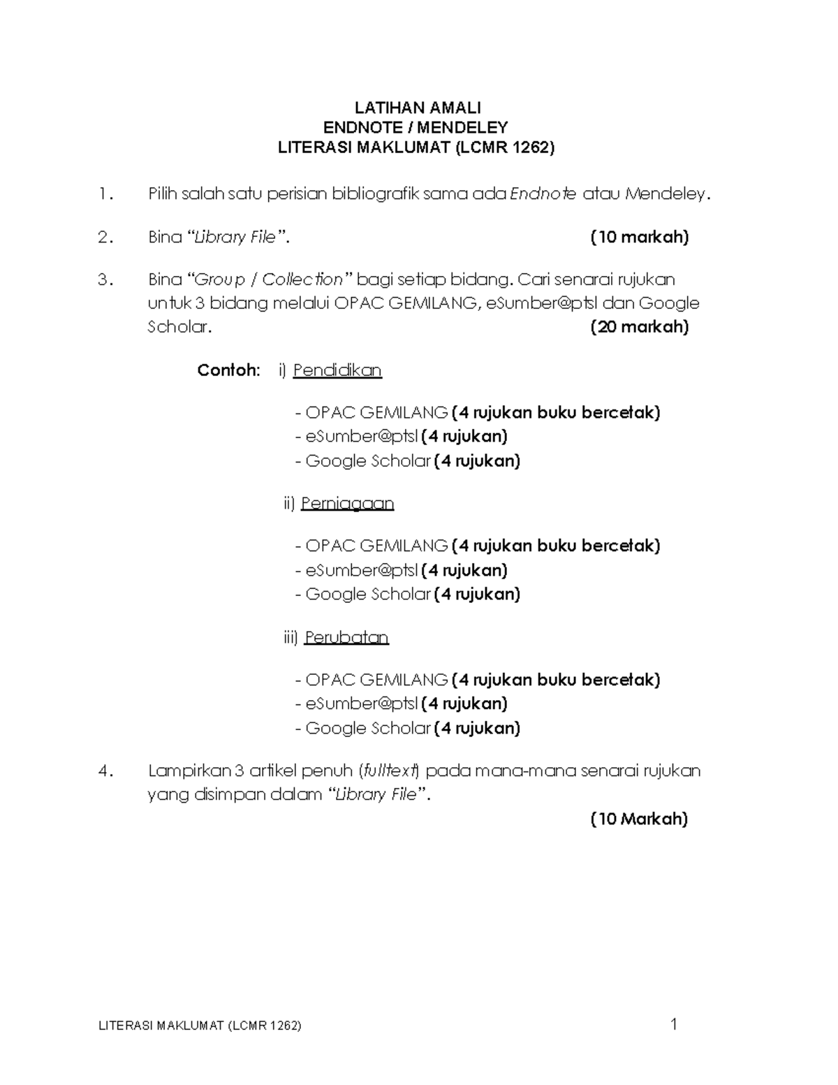 Taklimat Kerja Kursus Endnote Mendeley - LATIHAN AMALI ENDNOTE ...