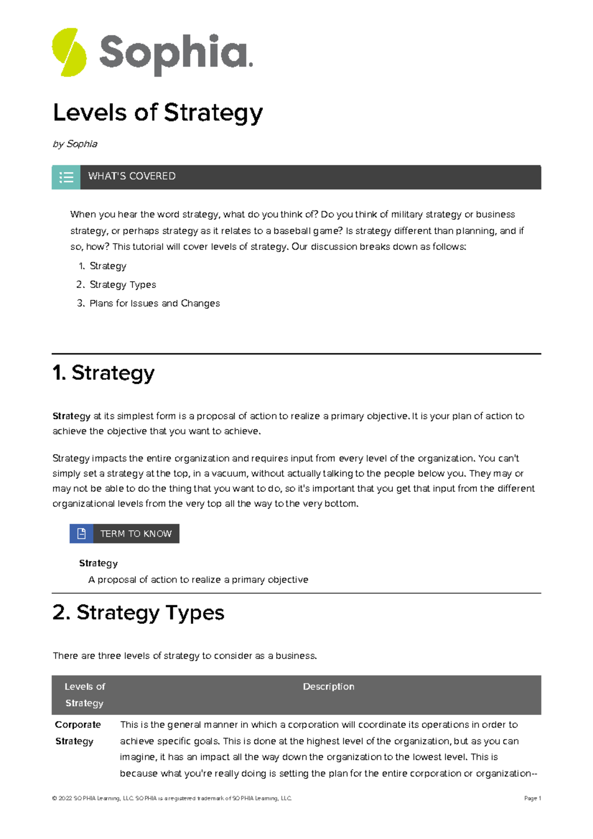Levels of strategy 4 - Challenge 3 Unit Notes - Levels of Strategy by ...