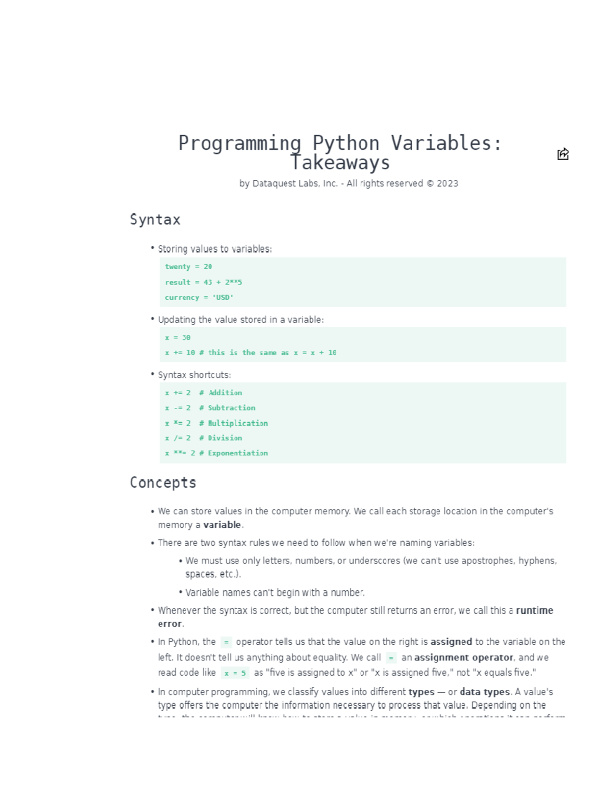Python variables - Studocu