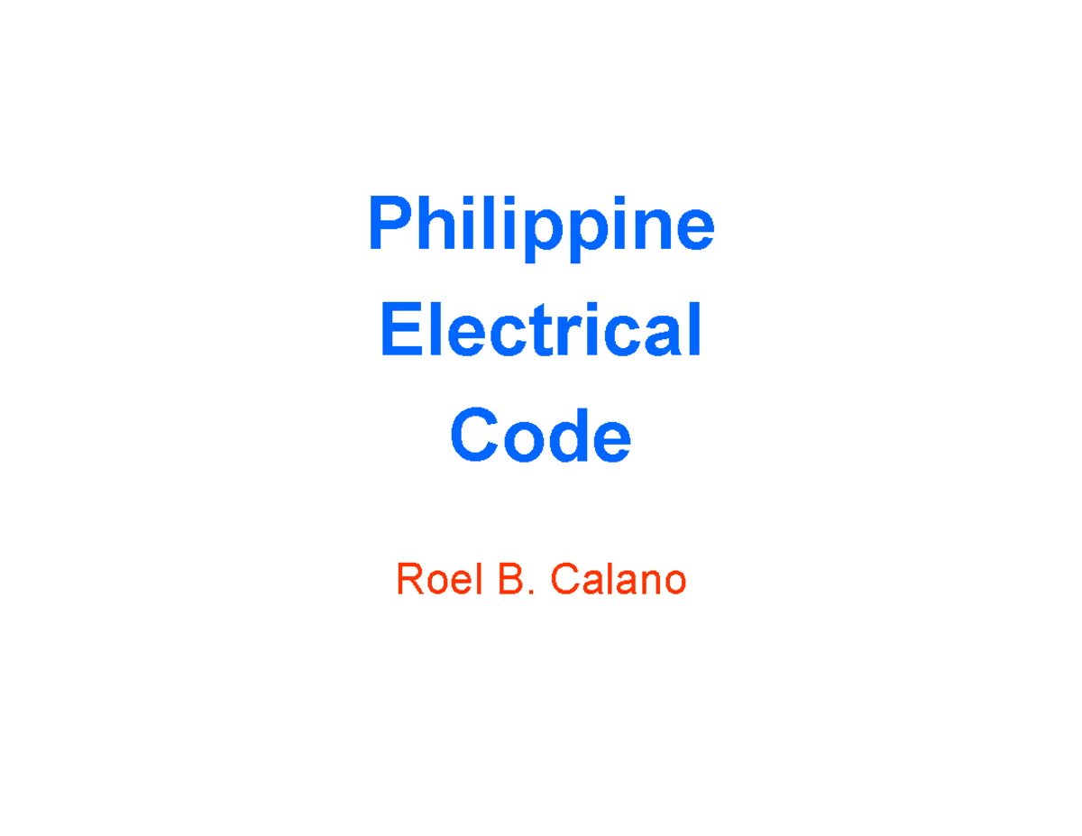 PEC for RME - Questions and answers - Philippine Electrical Code Roel B ...
