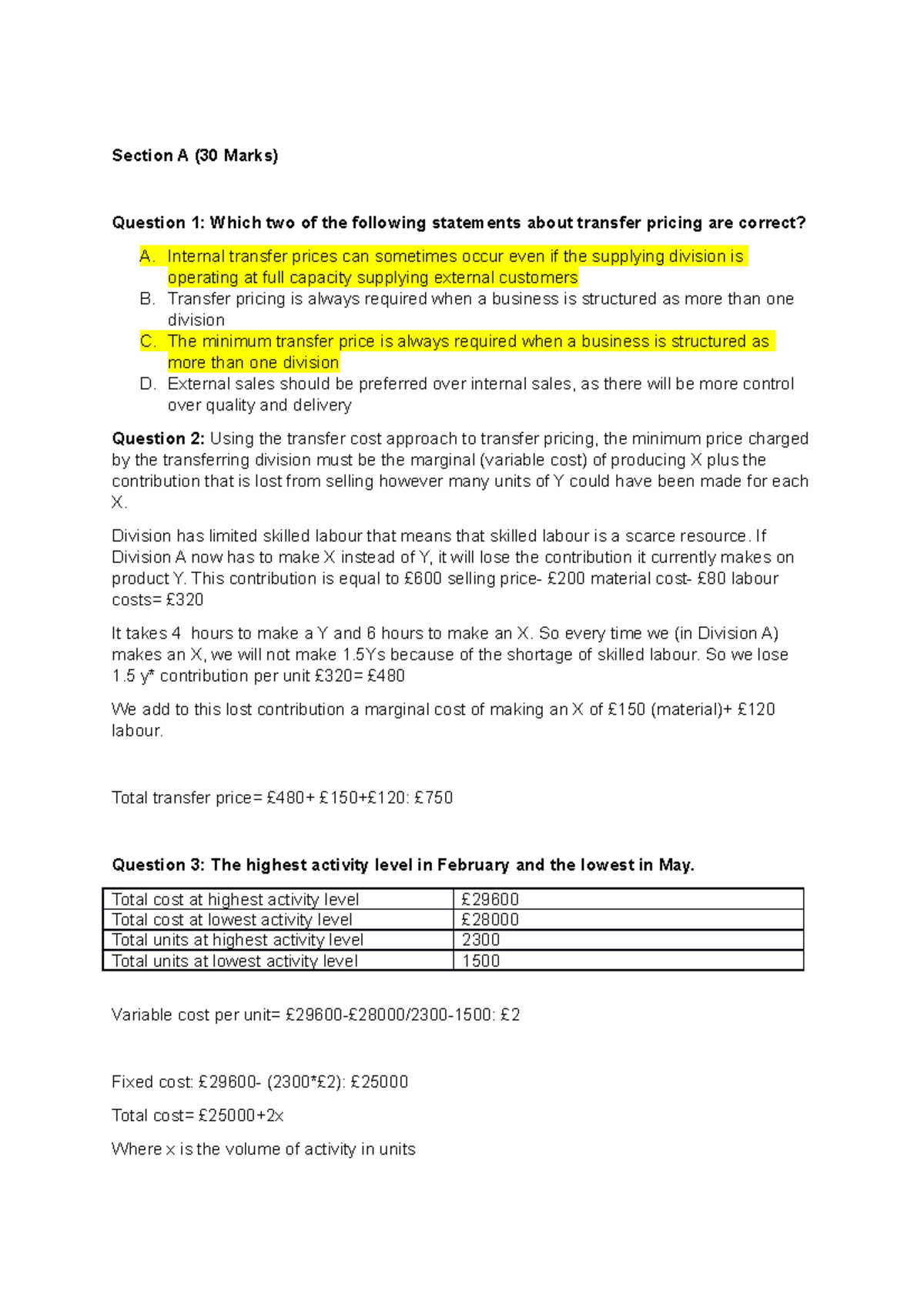 Mock Exam Paper 2 Solution - Section A (30 Marks) Question 1: Which two ...