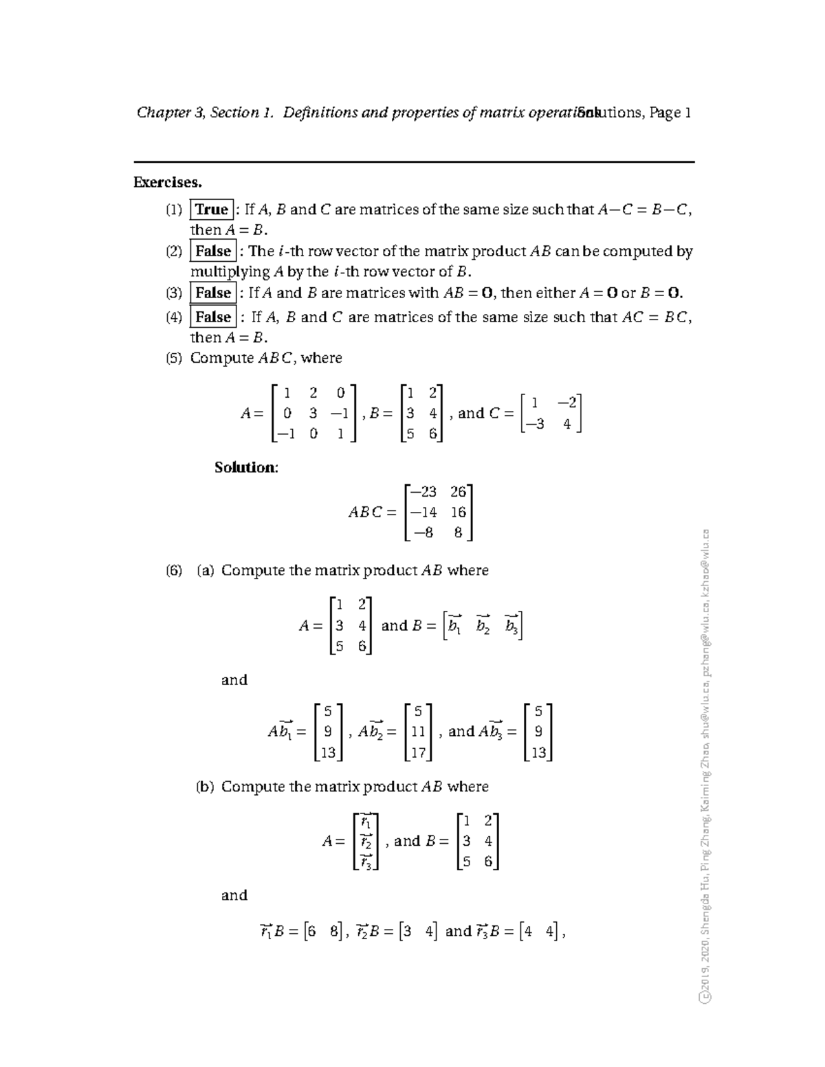 Chapter 31 Solutions C©2019 2020 Shengda Hu Ping Zhang Kaiming Zhao Shuwlu Pzhangwlu