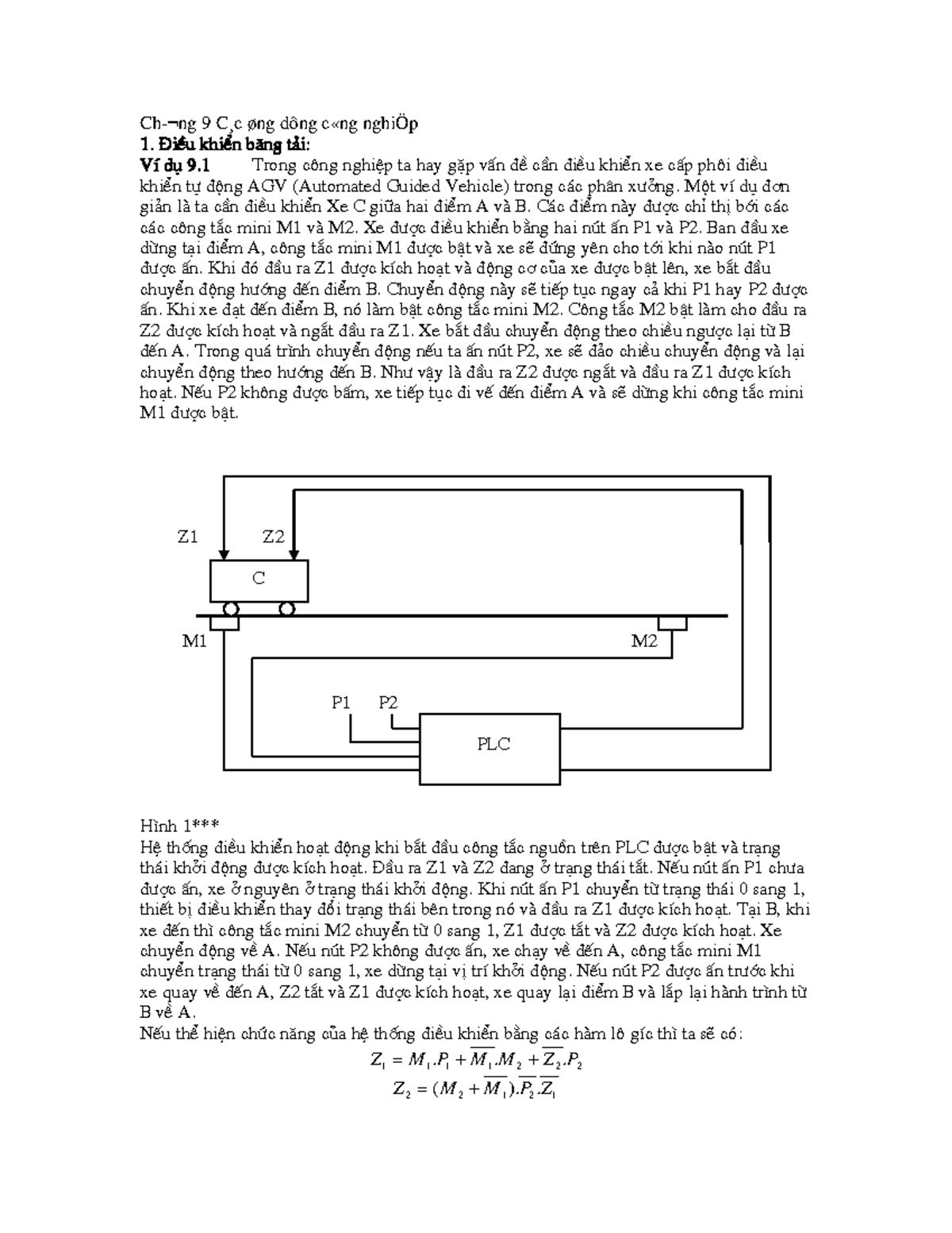 Chuong 9 PLC - sdfdf - Ch-¬ng 9 C ̧c øng dông c«ng nghiÖp ßi“u khi”n b®ng t∂i: V› dÙ 9. 1 Trong ...