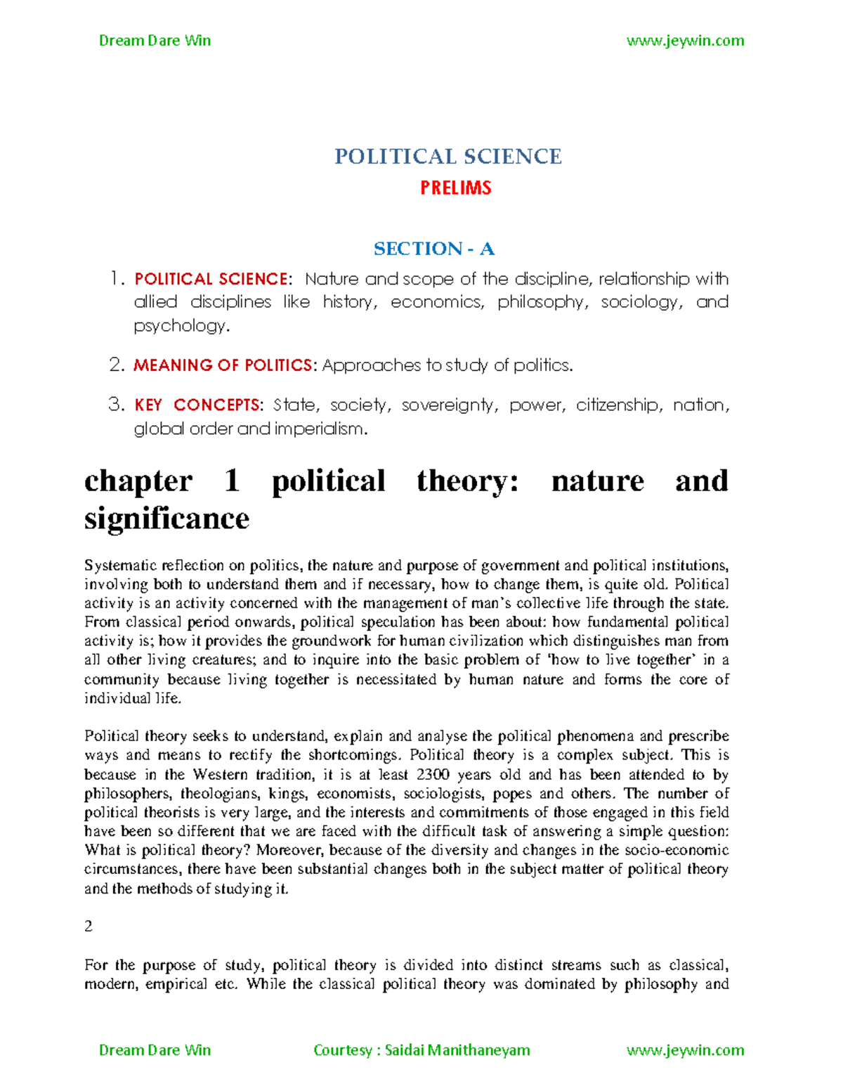 Optional Political Science Part 11 - POLITICAL SCIENCE - Studocu