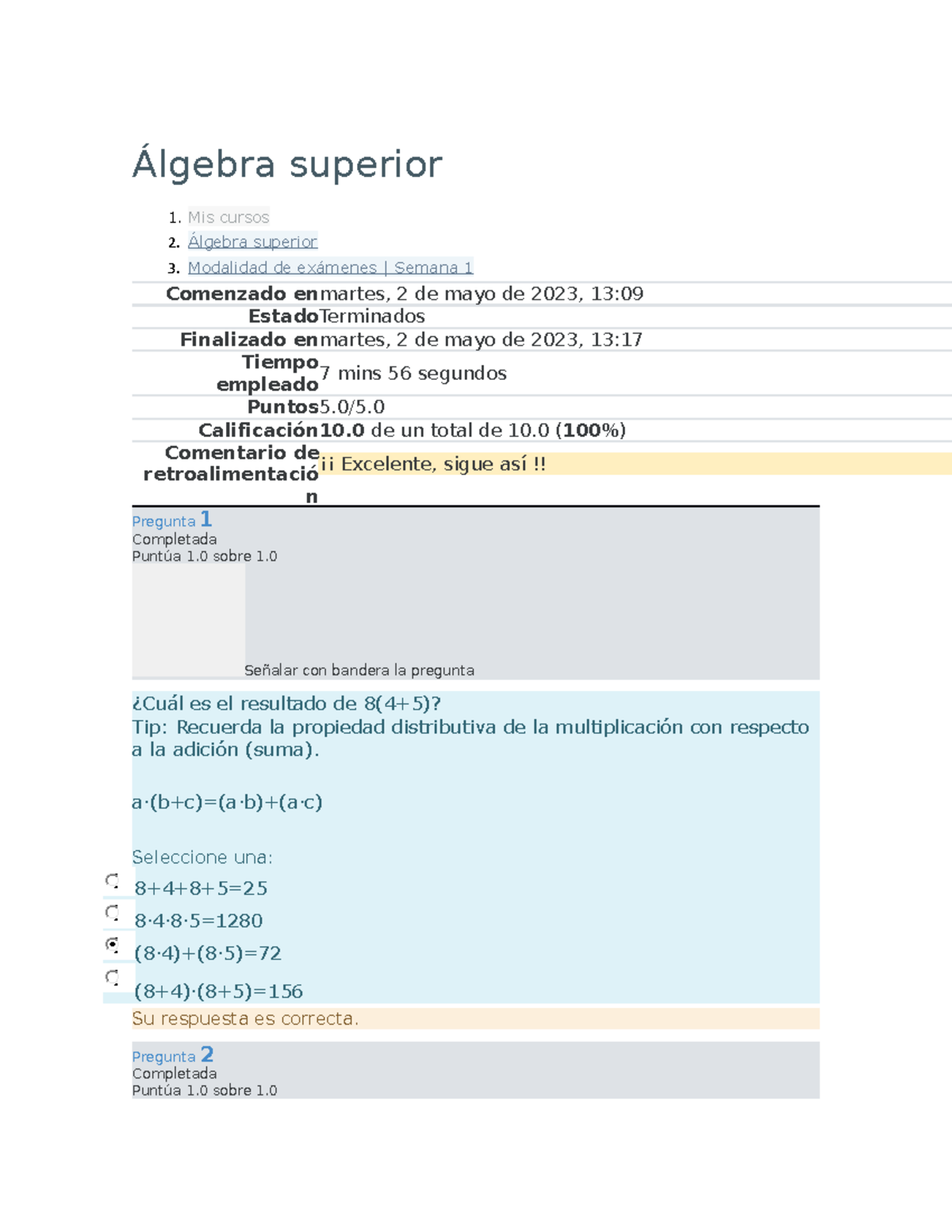 Álgebra superior 1 examen - Álgebra superior Mis cursos Álgebra ...