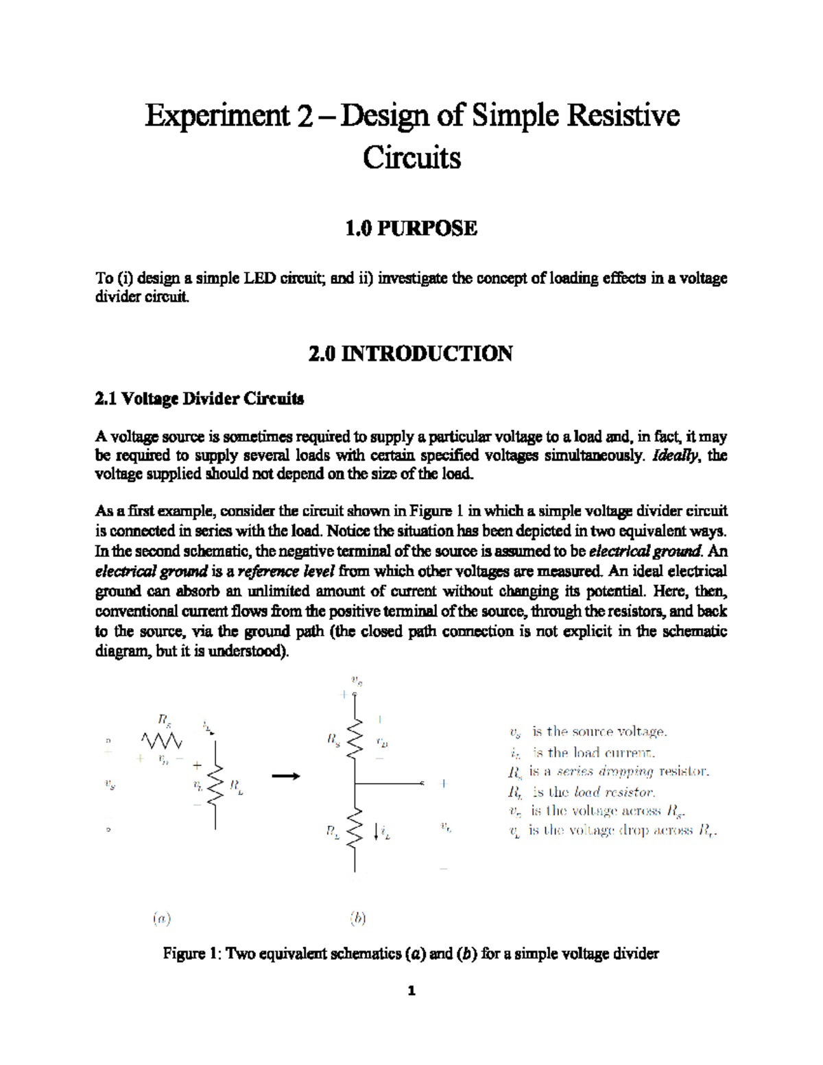 ENGI 1040 (Electric Circuits) - Lab2 - Experiment 2 Design of Simple Resistive Circuits 1 ...