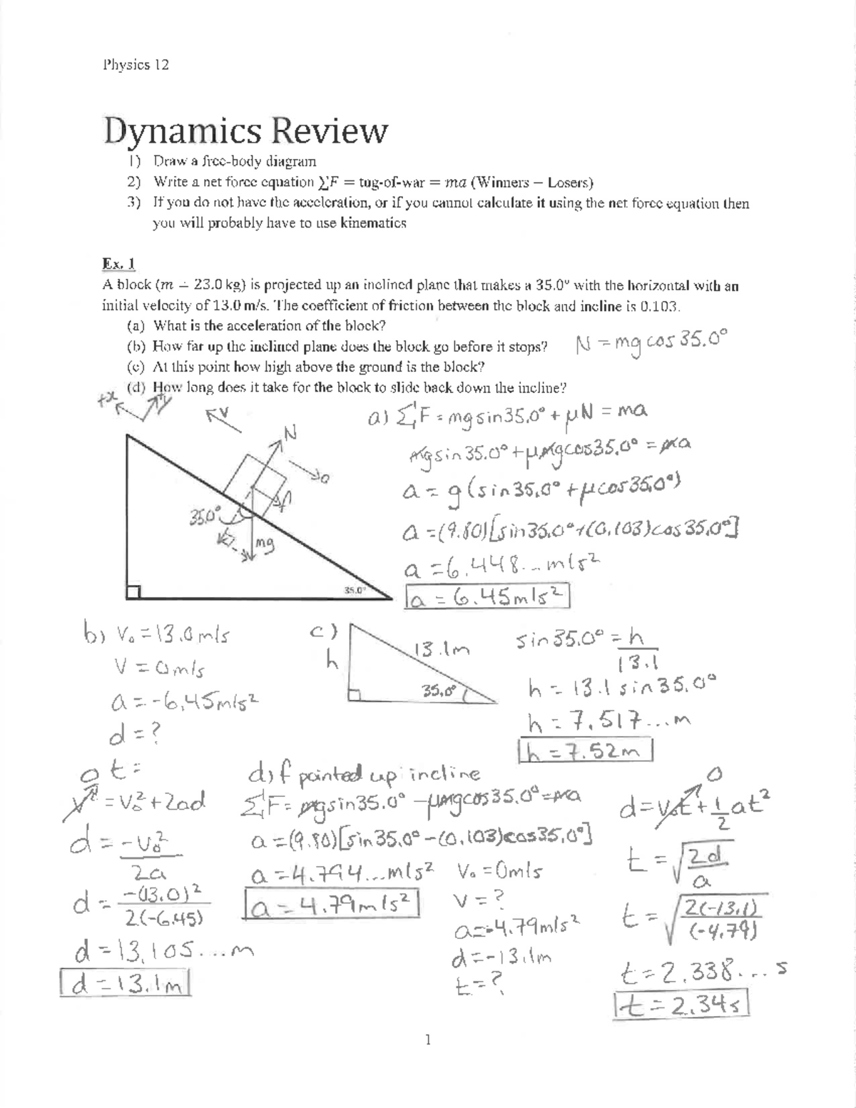 Dynamics Review - PHYS 157 - Studocu