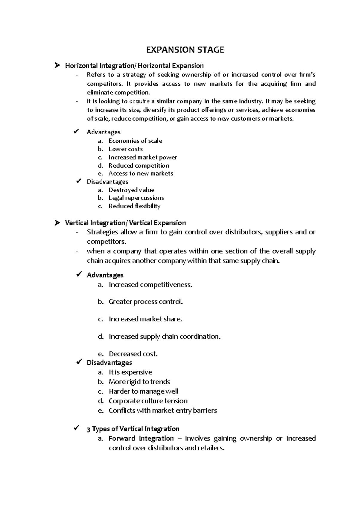 Expansion Stage Dev't and Mgt. Enterprise - EXPANSION STAGE Horizontal ...