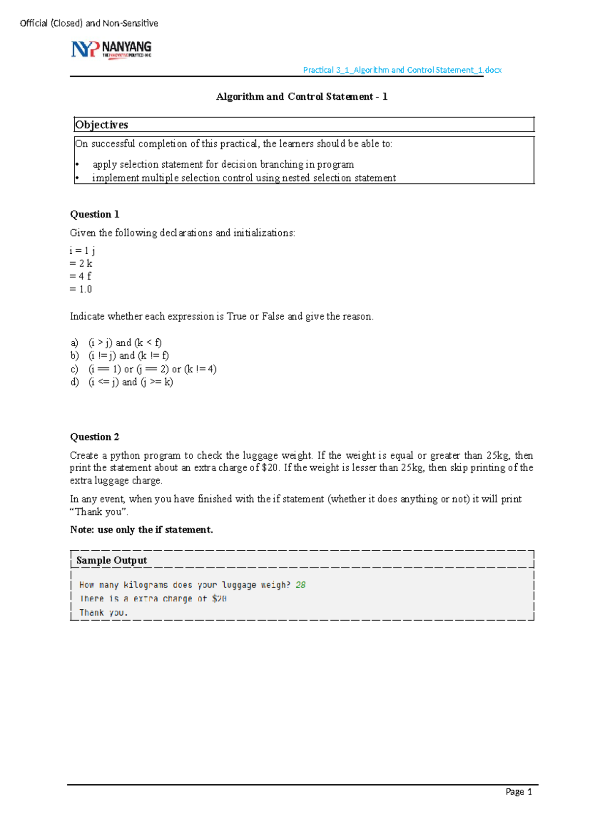 Practical 3 1 Algorithm and Control Statement 1 - Practical 3_1_Algorithm and Control Statement ...