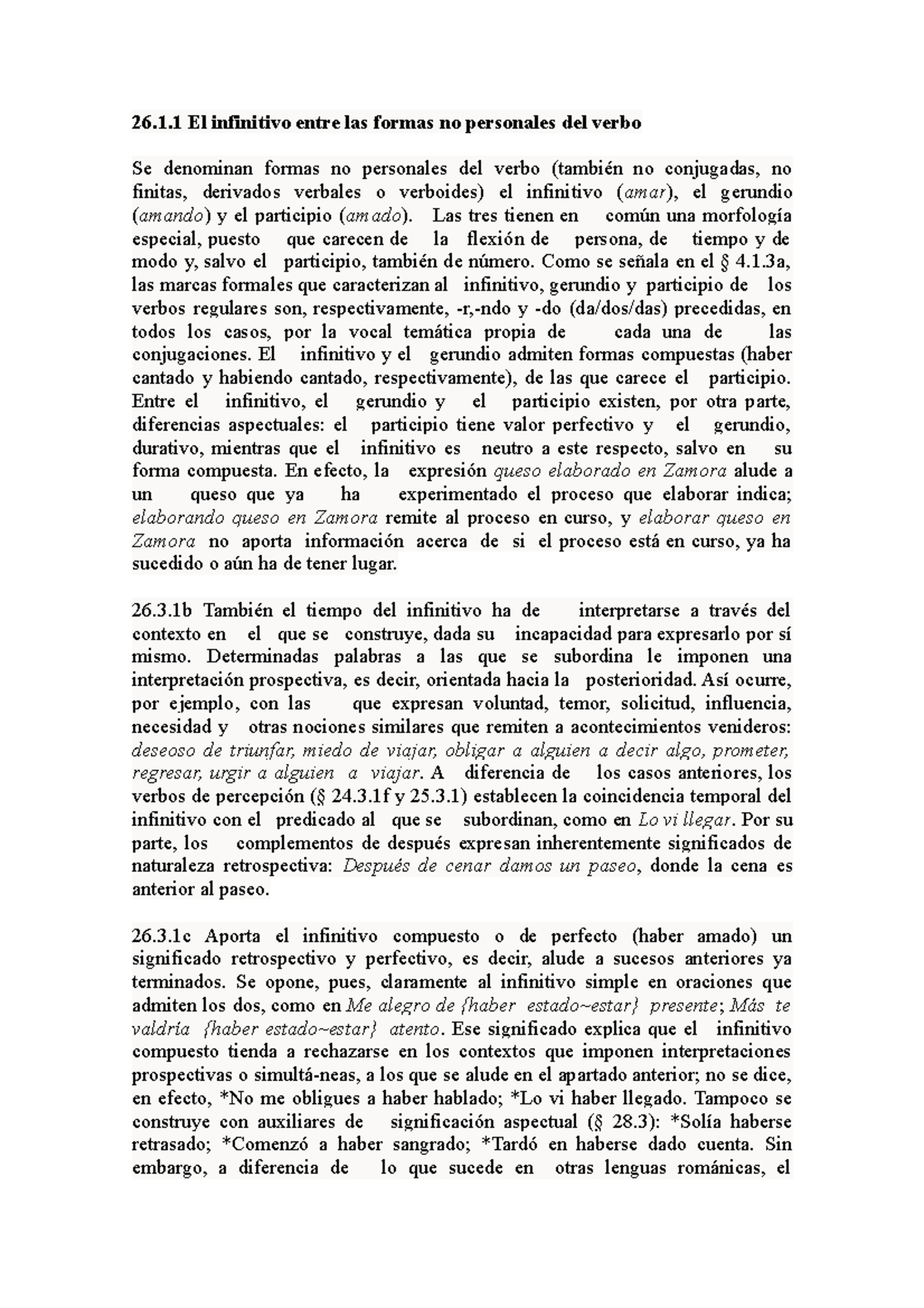 Práctica Infinitivo lengua a iii español - 26.1 El infinitivo entre las ...