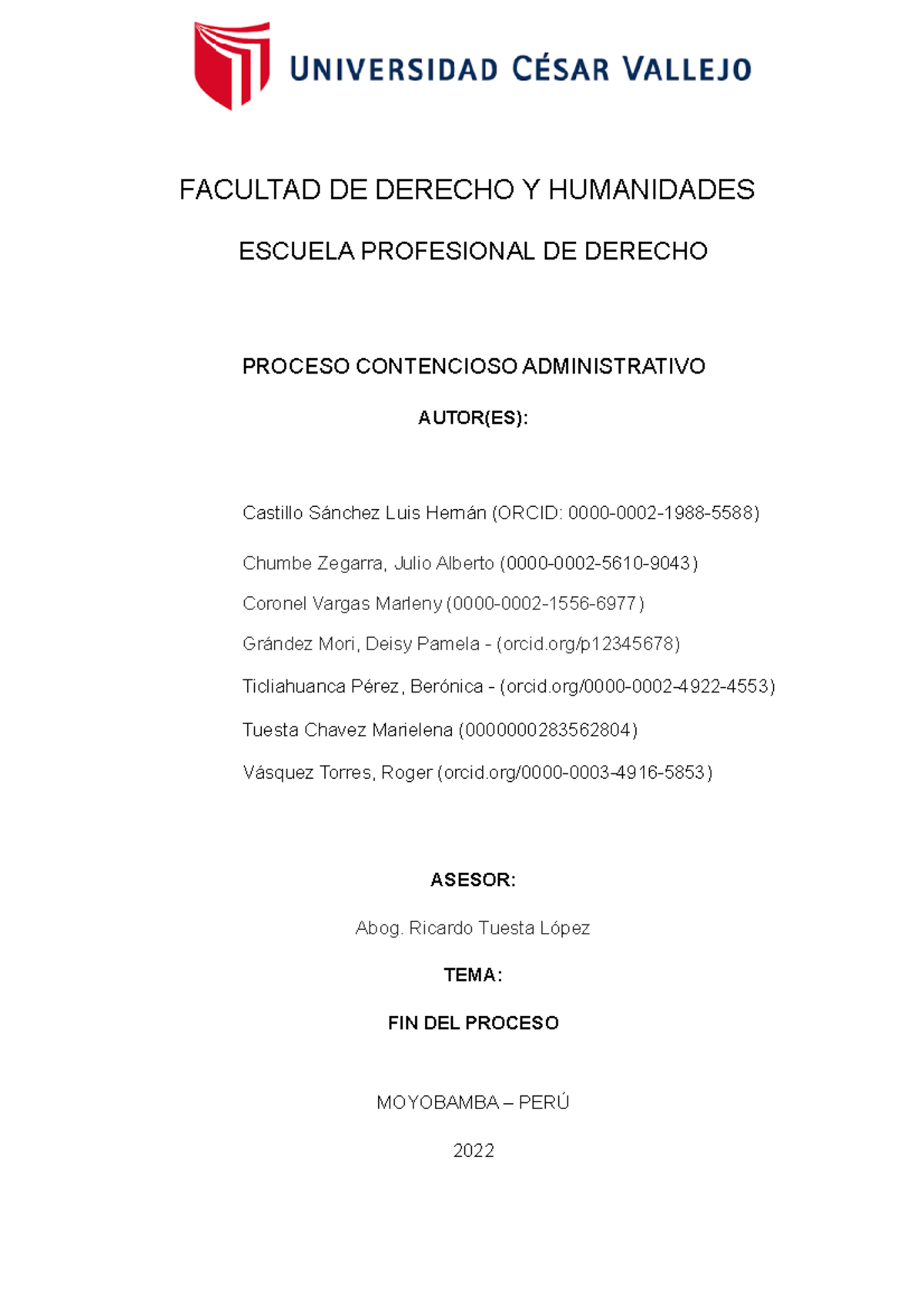 FIN DEL Proceso - Contencioso - Avance - FACULTAD DE DERECHO Y ...