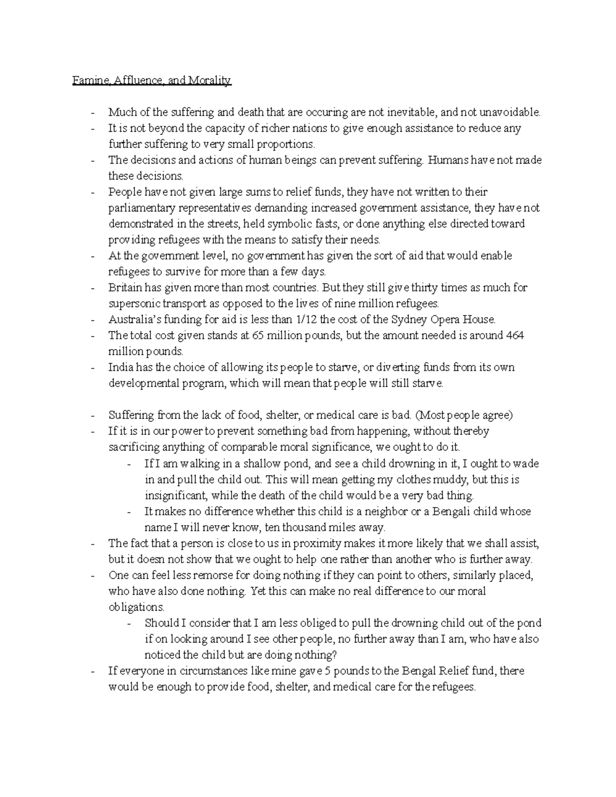 Famine, Affluence, and Morality Notes - Famine, Affluence, and Morality ...