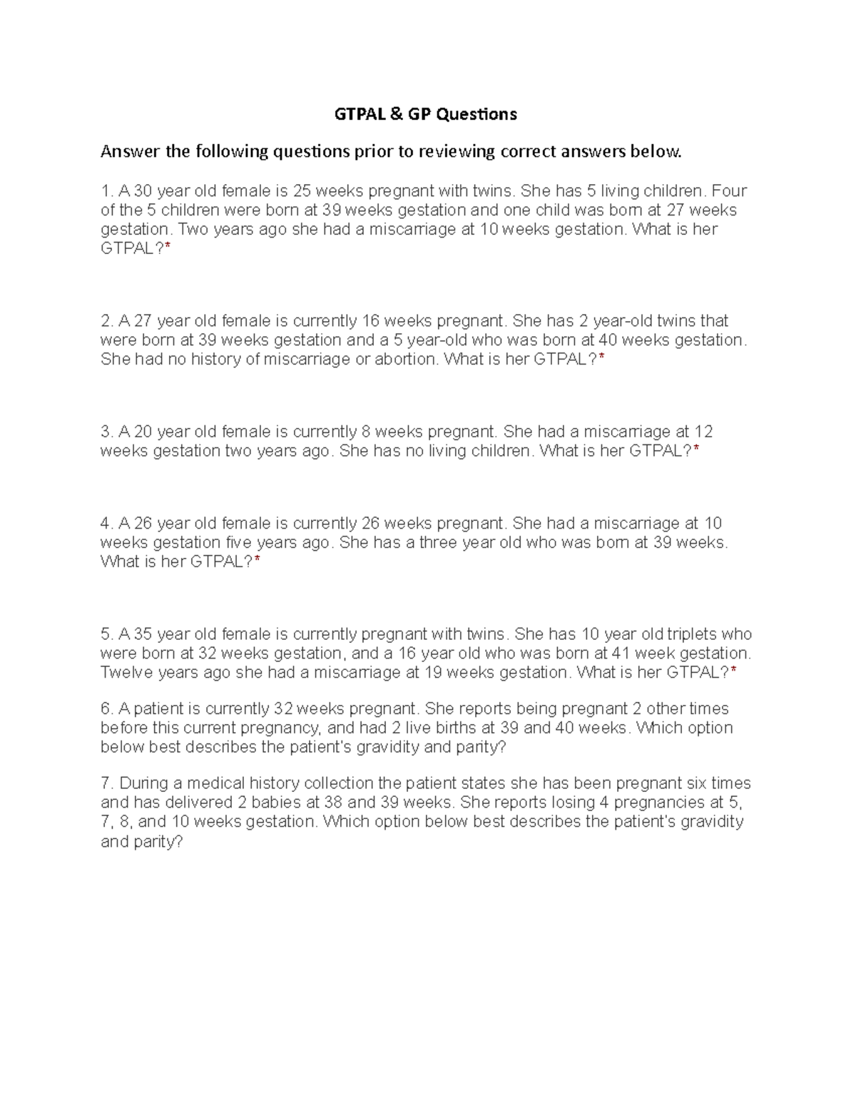 Gtpal Questions-student copy Diagnostic and - GTPAL & GP Questions ...