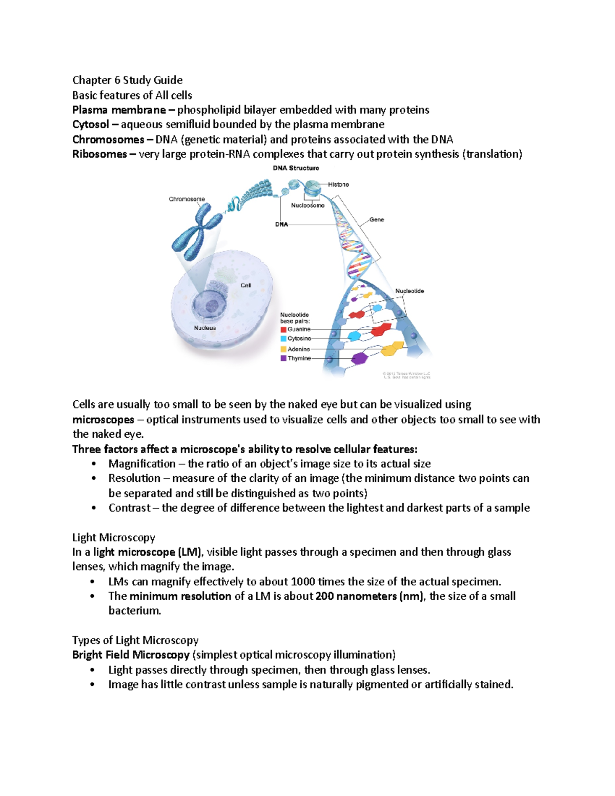 Chapter 6 Study Guide - Chapter 6 Study Guide Basic features of All ...