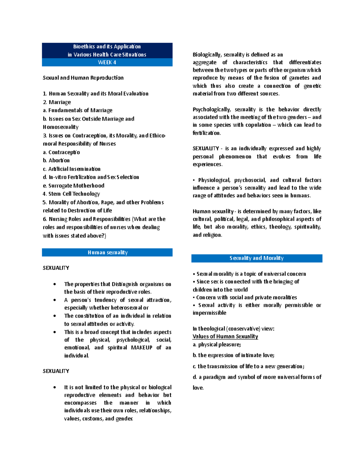 Bioethics And Its Application Fundamentals Of Marriage B Issues On Sex Outside Marriage And