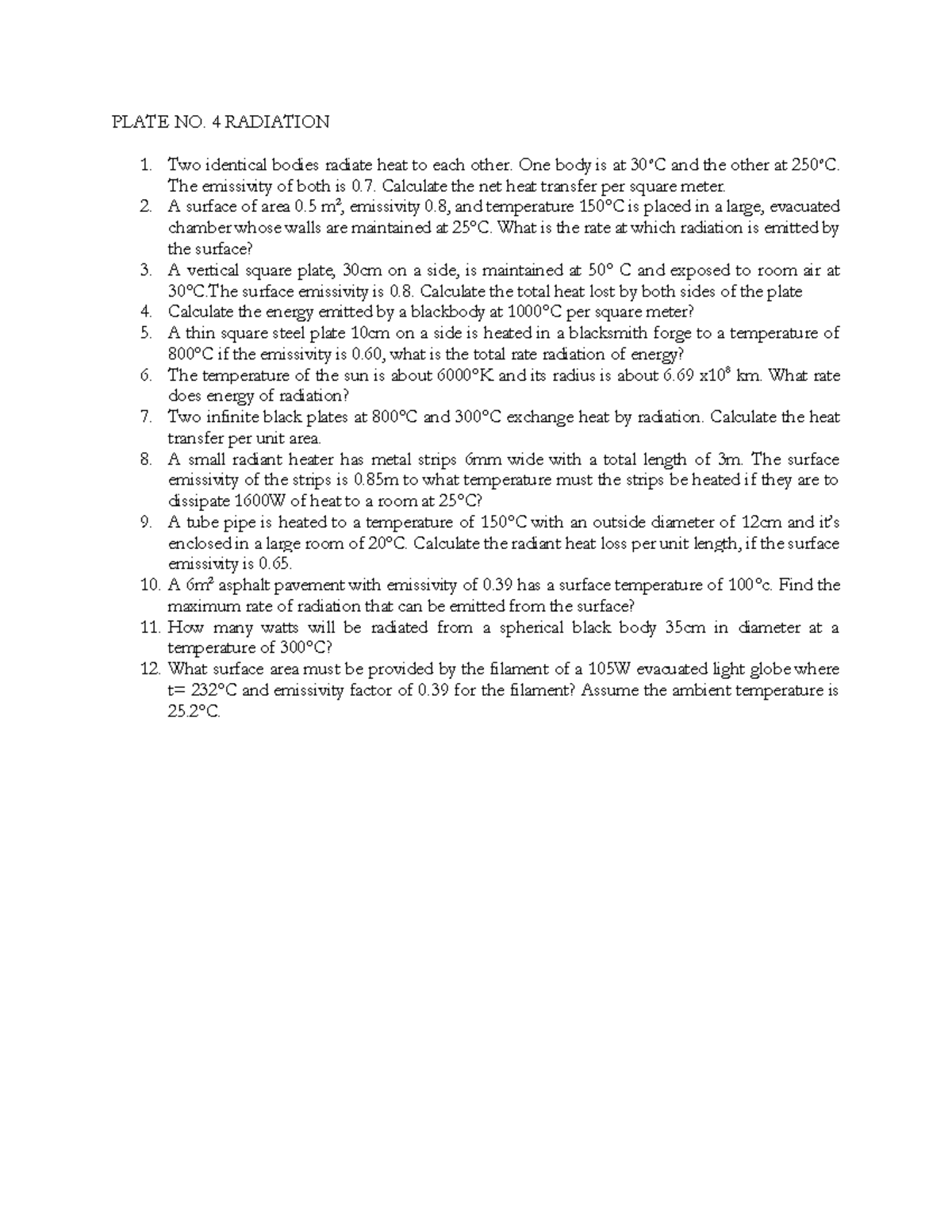 Plate NO. 4 Radiation - PLATE NO. 4 RADIATION Two identical bodies ...