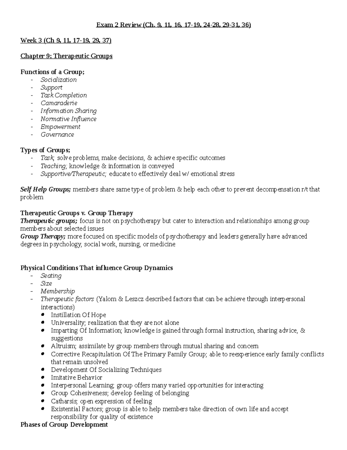 Mental Health Exam Two Study guide review - Exam 2 Review (Ch. 9, 11 ...