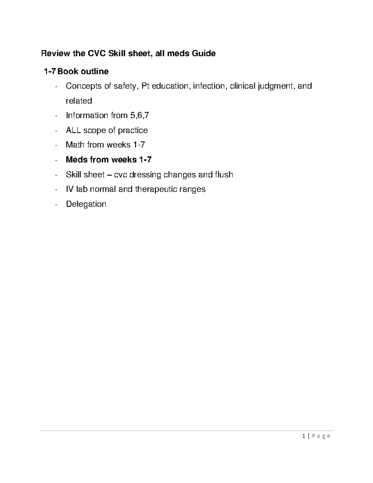 Review the CVC Skill sheet, all meds Guide - Studocu