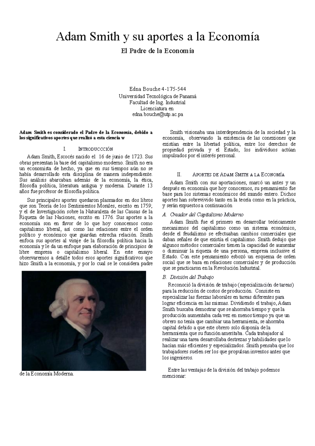 Aportes de Adam Smith - Apuntes - Adam Smith y su aportes a la Economía ...