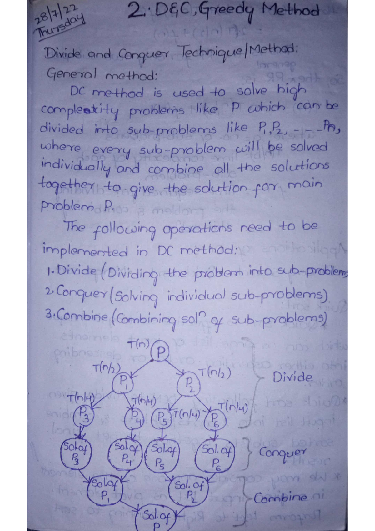 DAA Unit-2 notes - 2 Greedy Method Divide and Conquer General method ...