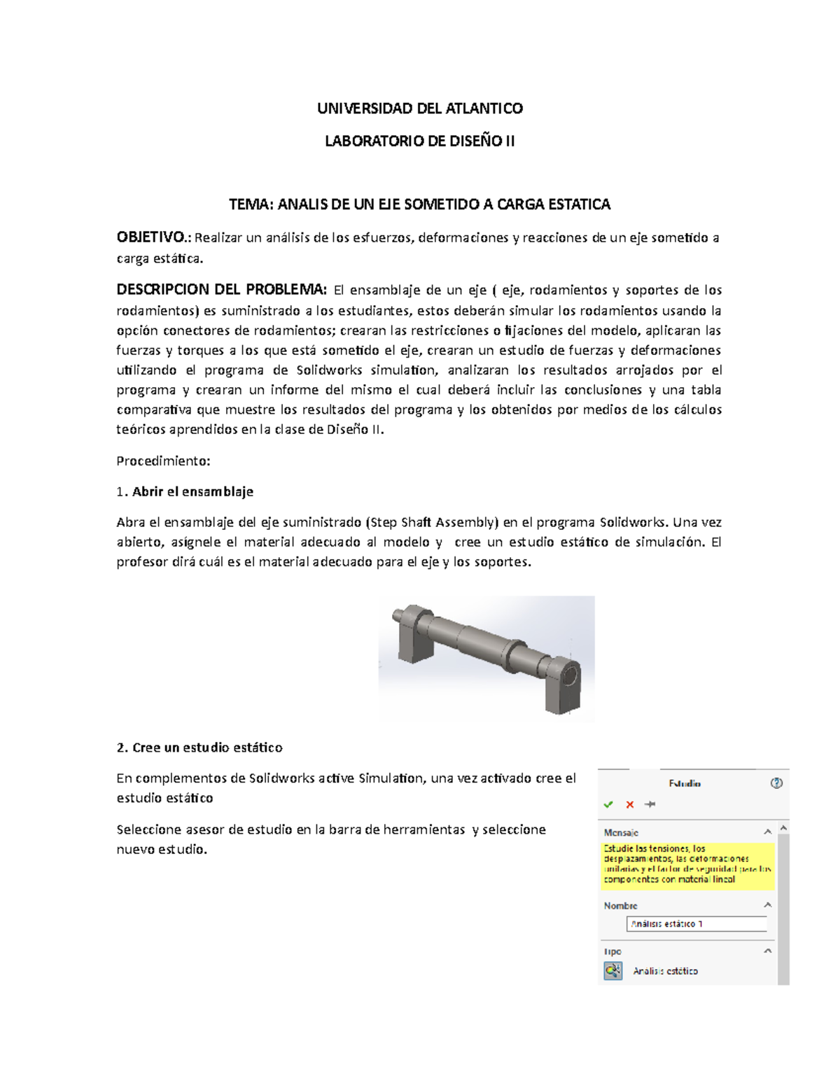 Lab 1 - diseño mecanico universidad del atlantico - UNIVERSIDAD DEL ... Lab 1 - diseño mecanico universidad del atlantico - UNIVERSIDAD DEL ...