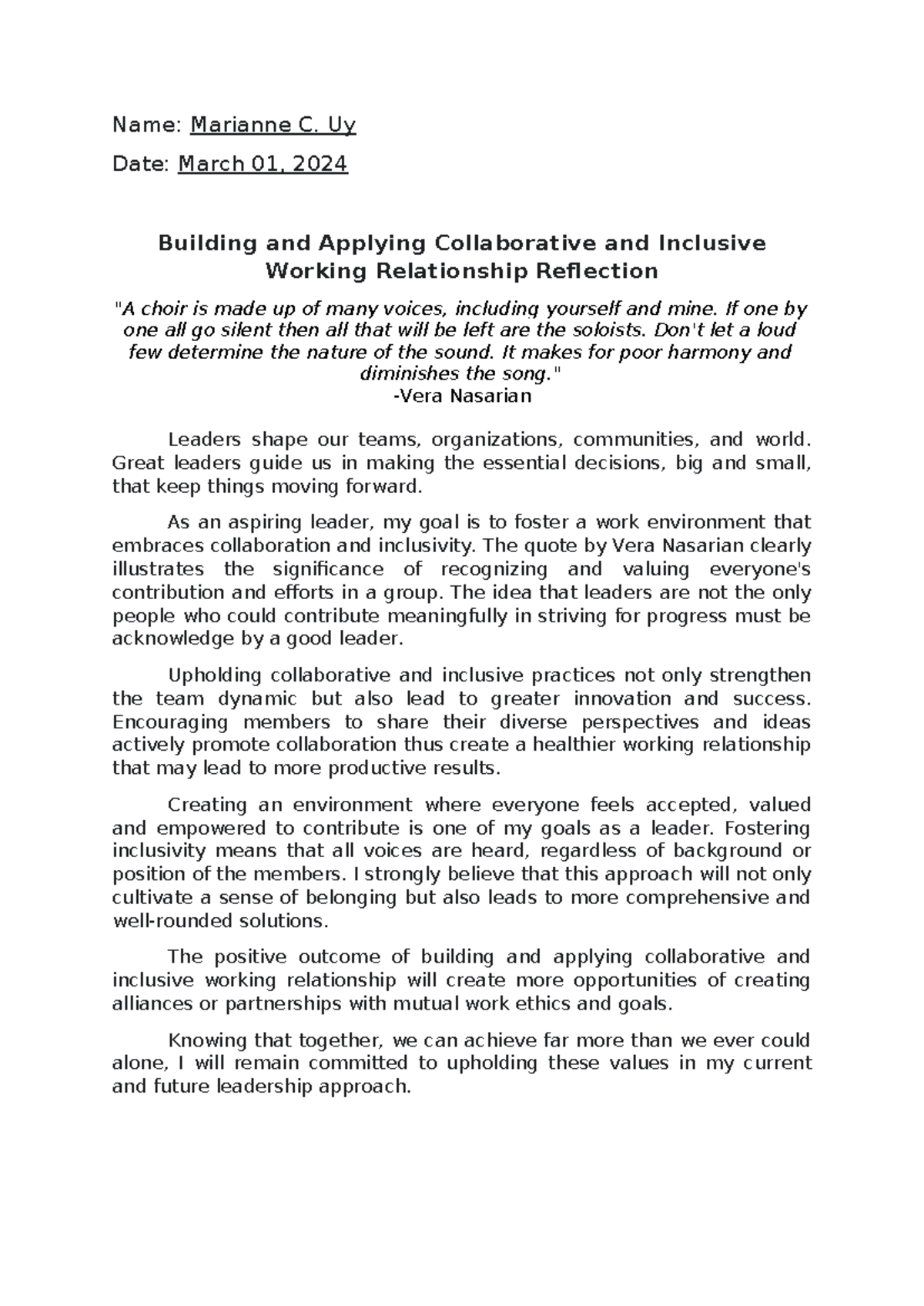 Building and Applying Collaborative and Inclusive Working Relationship ...