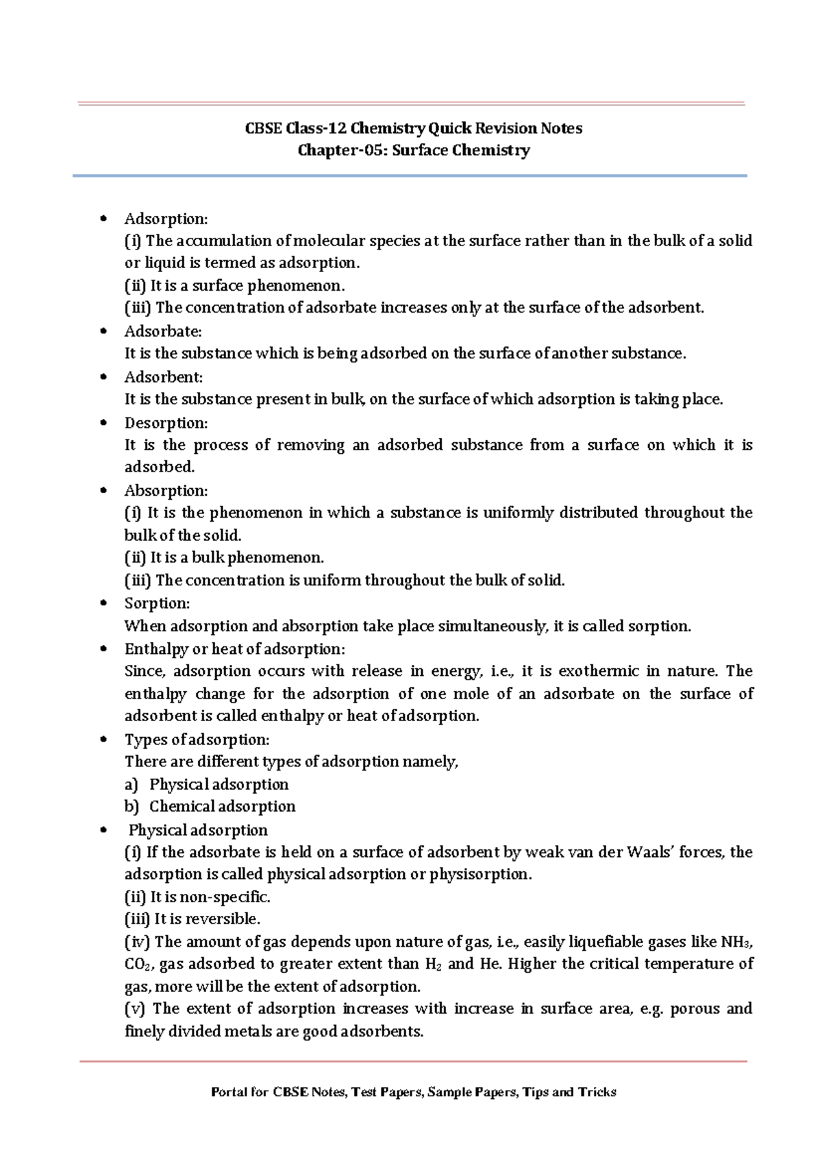 12 chemistry notes ch05 surface chemistry - CBSE Class-12 Chemistry ...