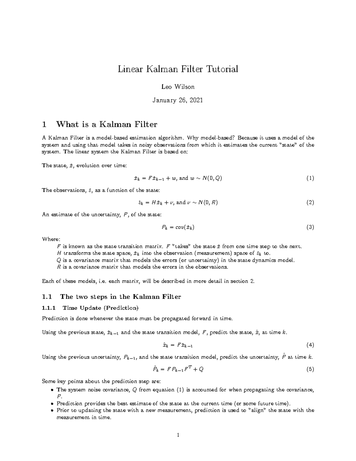 KF Tutorial - notes and code for P2 - Linear Kalman Filter Tutorial Leo ...