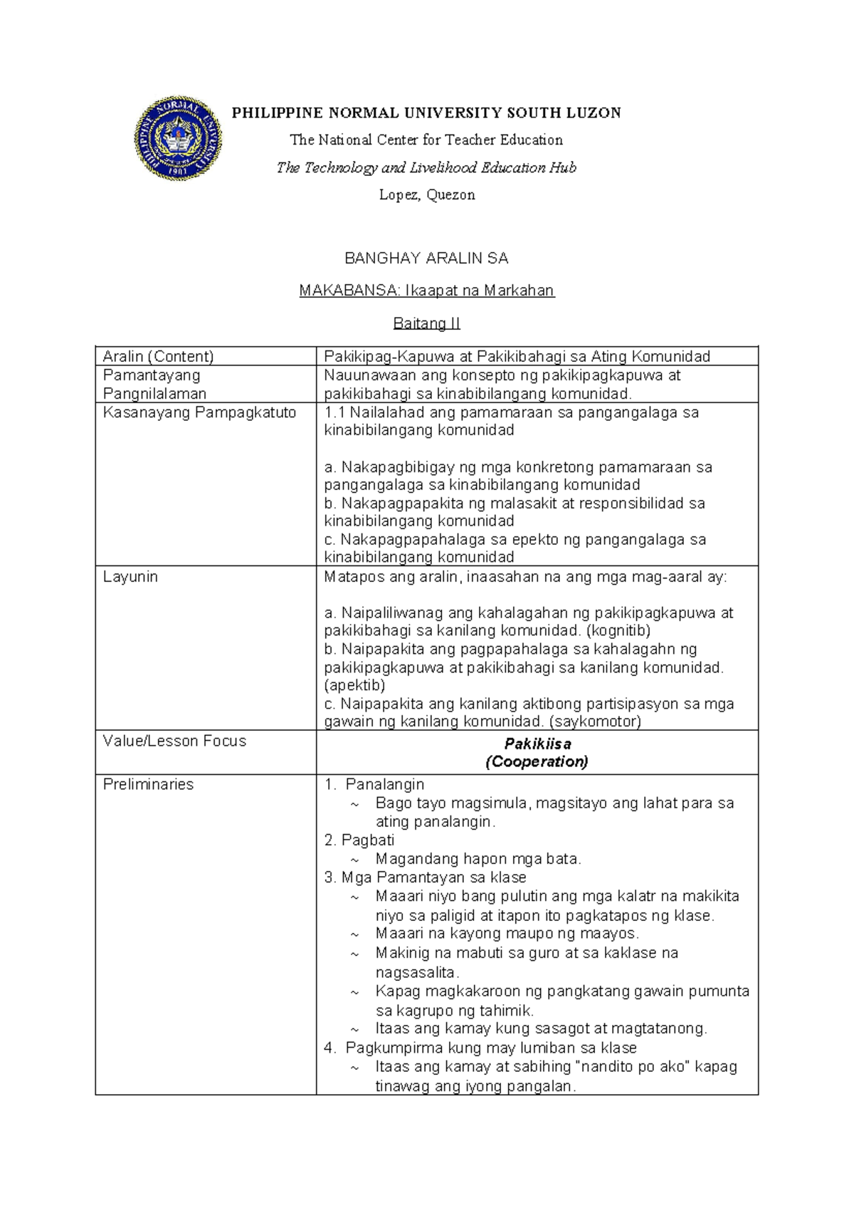 Pakikipag-Kapuwa at Pakikibahagi sa Ating Komunidad - Copy - PHILIPPINE ...