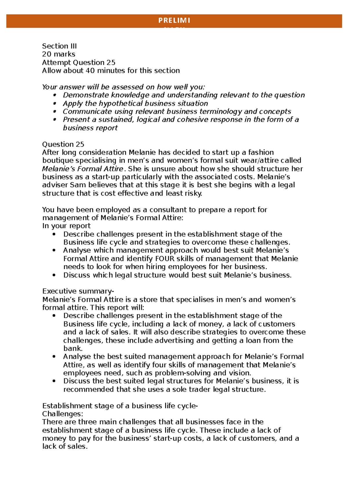 BS - Report Assignment - Section III 20 marks Attempt Question 25 Allow ...