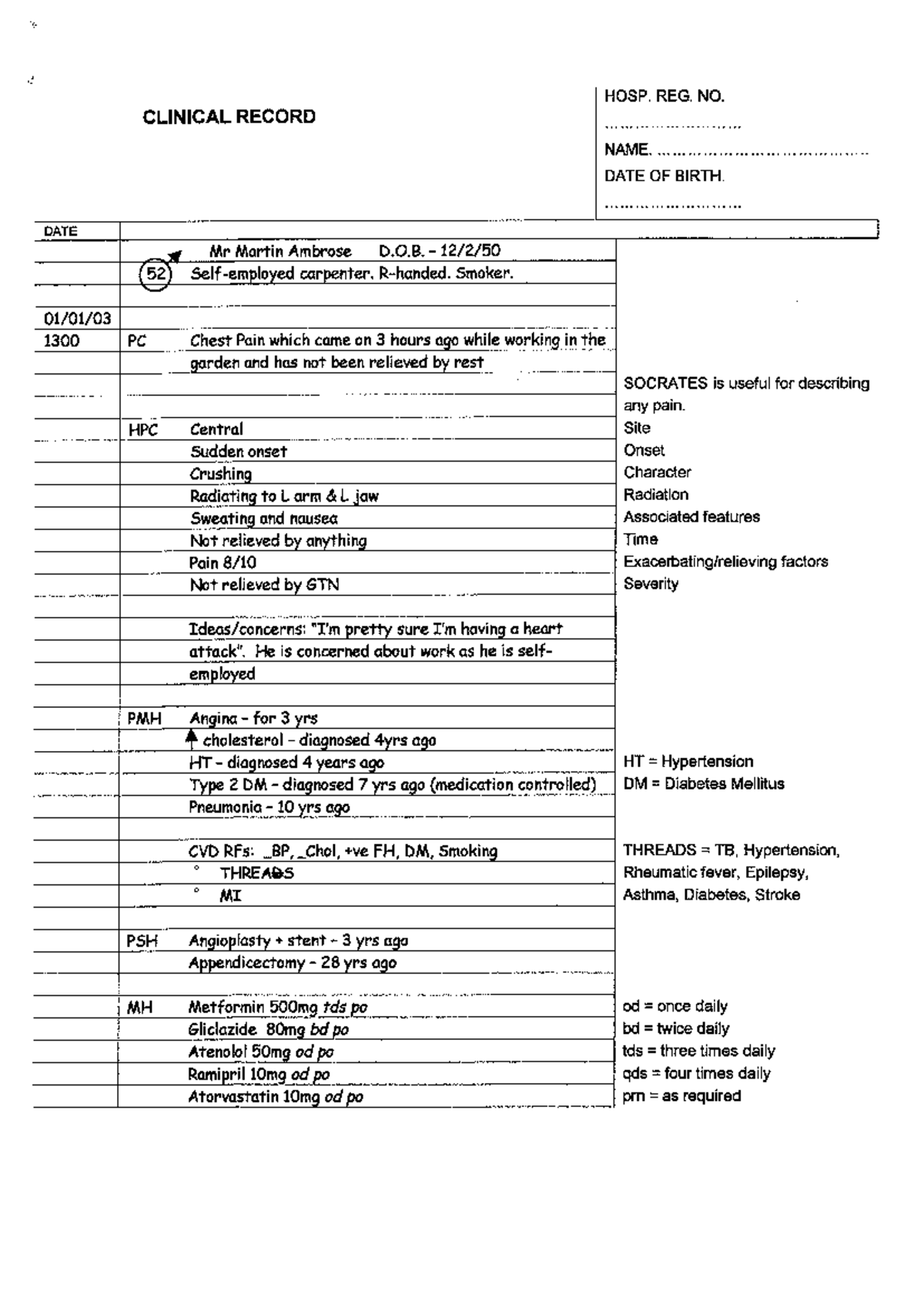Clinical clerking -Clinical Record -Student Example-1-2 - MBBS - Studocu