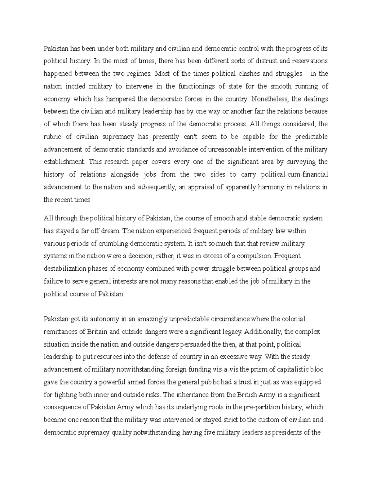 Historical background of CMR - Pakistan has been under both military ...