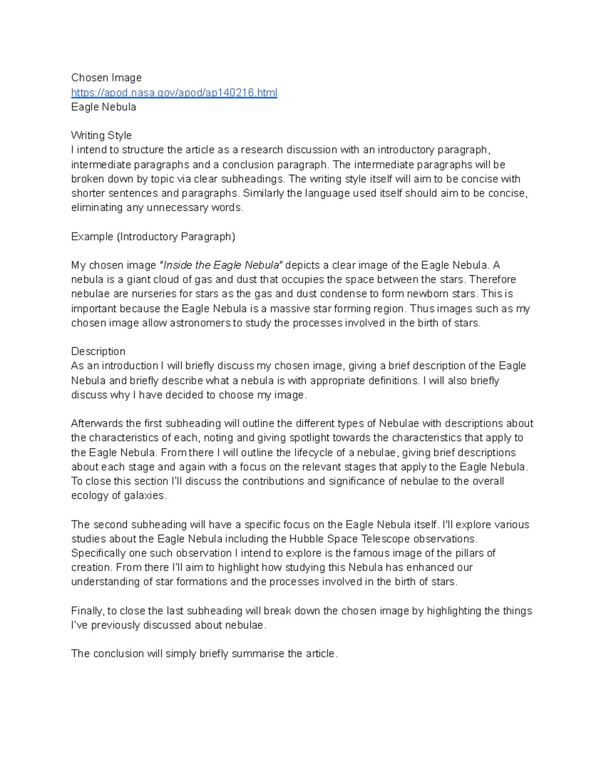 APOD Plan - Chosen Image apod.nasa/apod/ap140216.html Eagle Nebula ...