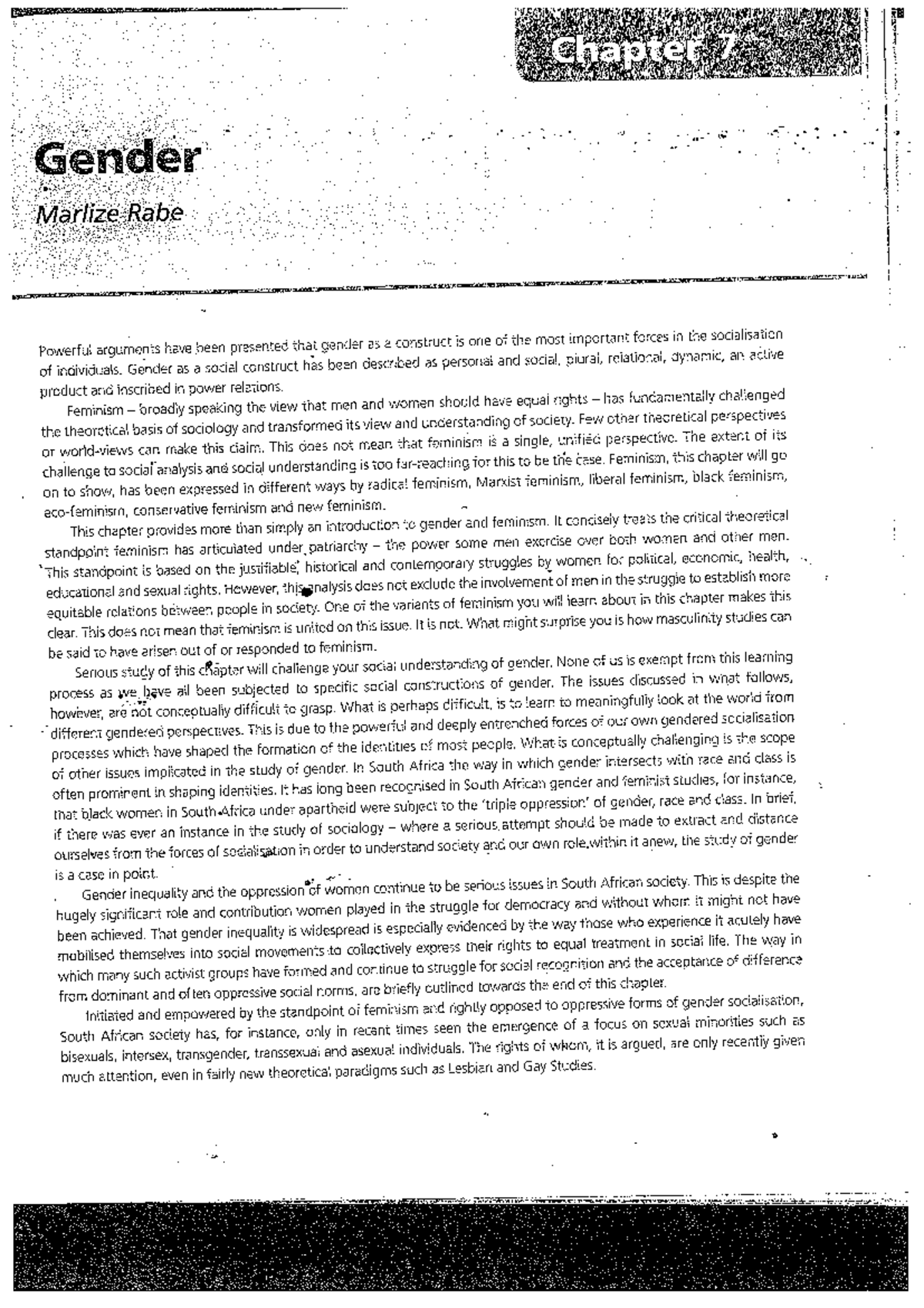 Sex and gender sociology - SOC1 - Studocu