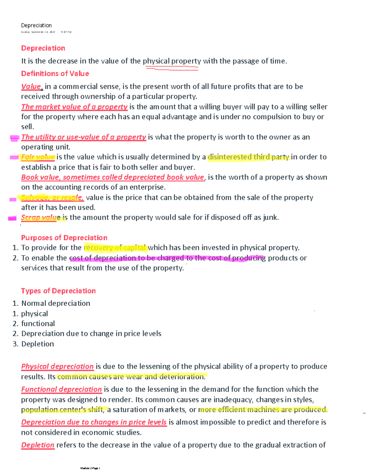 Module-3 - Depreciation - Depreciation It is the decrease in the value ...