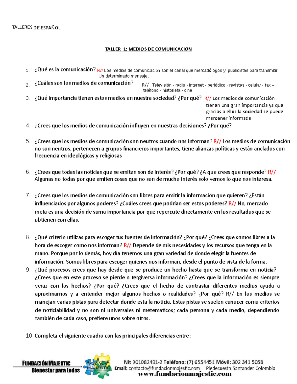 Scribd - ssasasa - TALLERES DE ESPAÑOL TALLER 1: MEDIOS DE COMUNICACION ...
